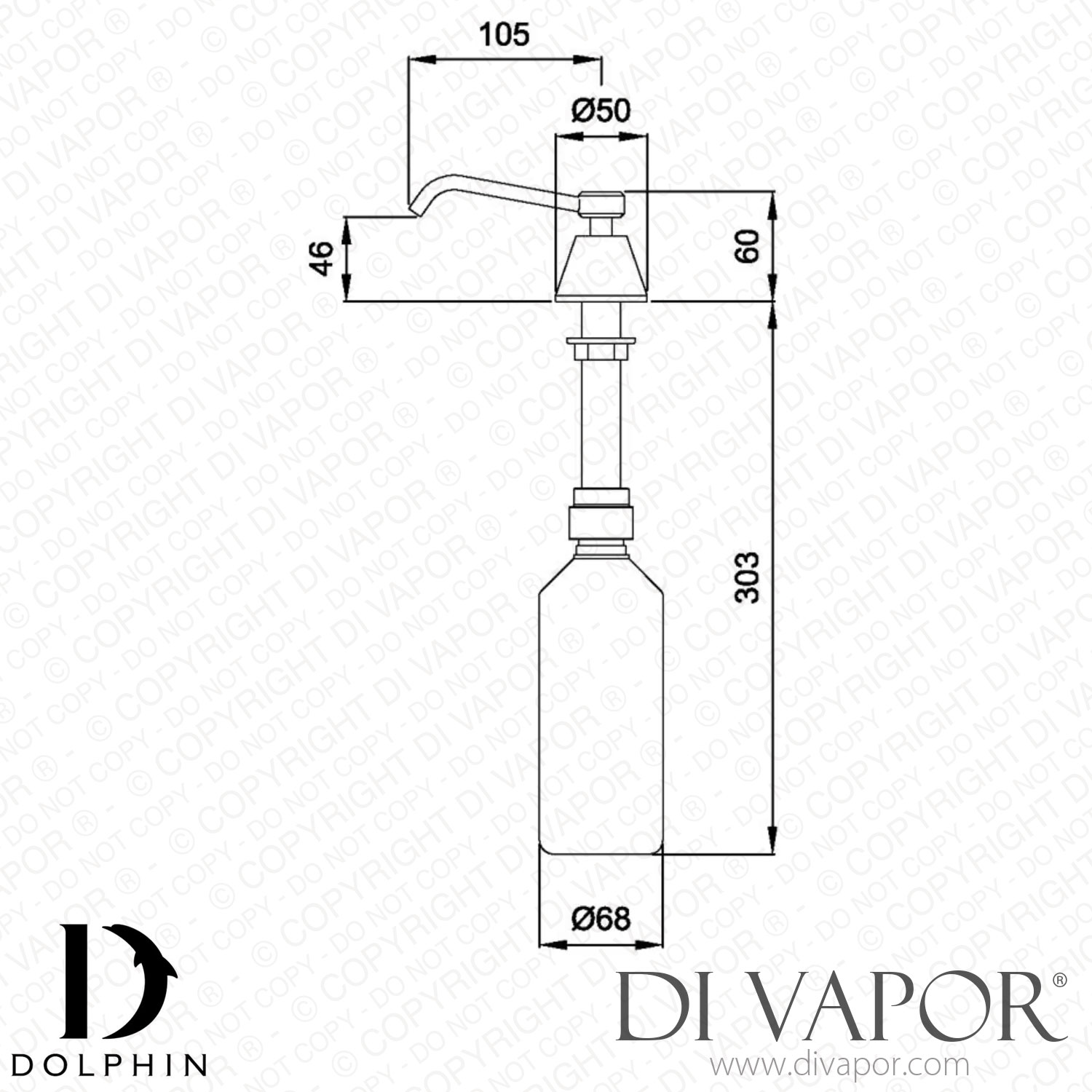 Dolphin Solutions Counter Mounted Soap Dispenser Bent Spout (06.6010 ...