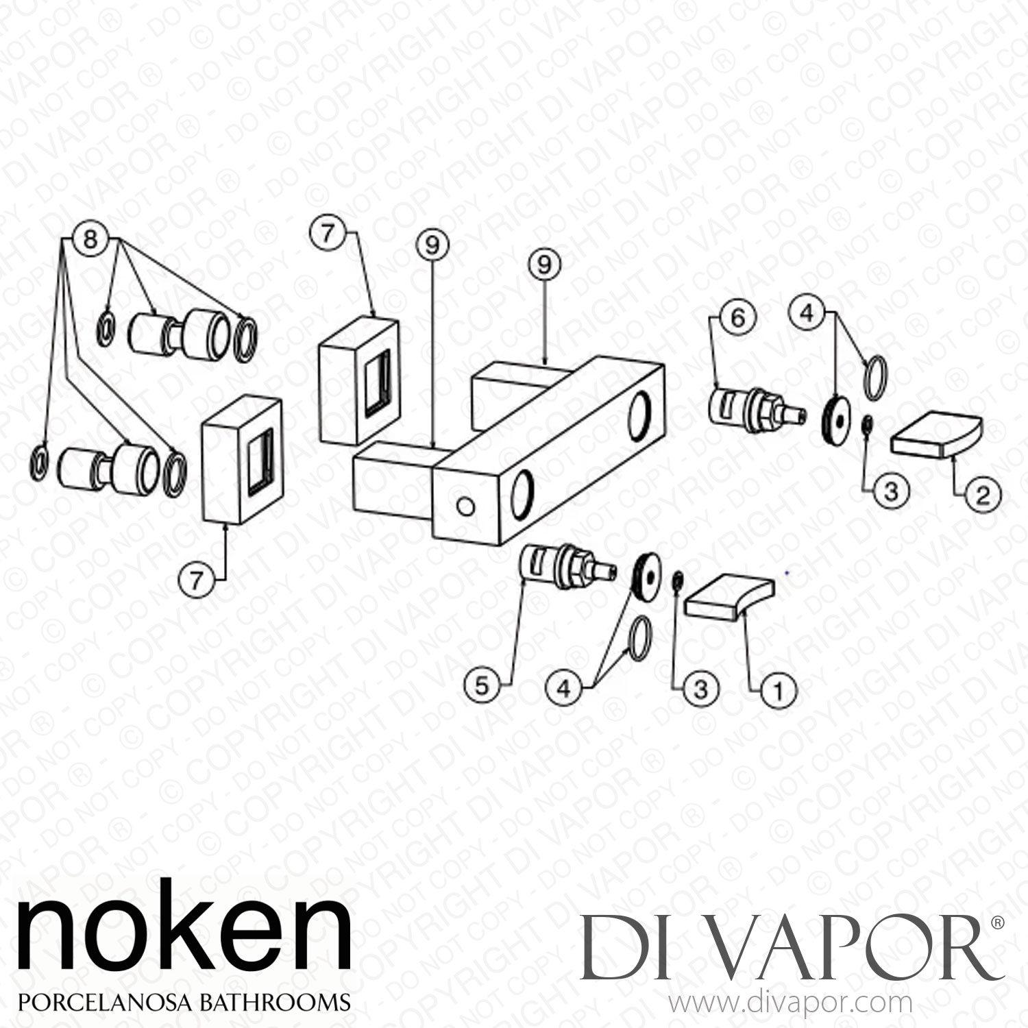 Noken Porcelanosa Imagine Wall Mounted Exposed Shower Mixer (100038832 ...