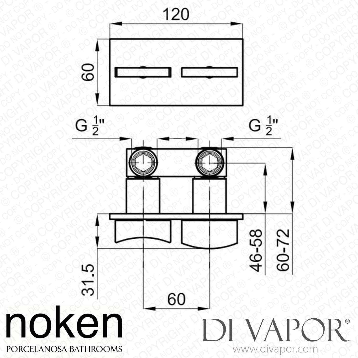 Noken Porcelanosa Imagine Concealed Shower Mixer (100038835) Spare Parts