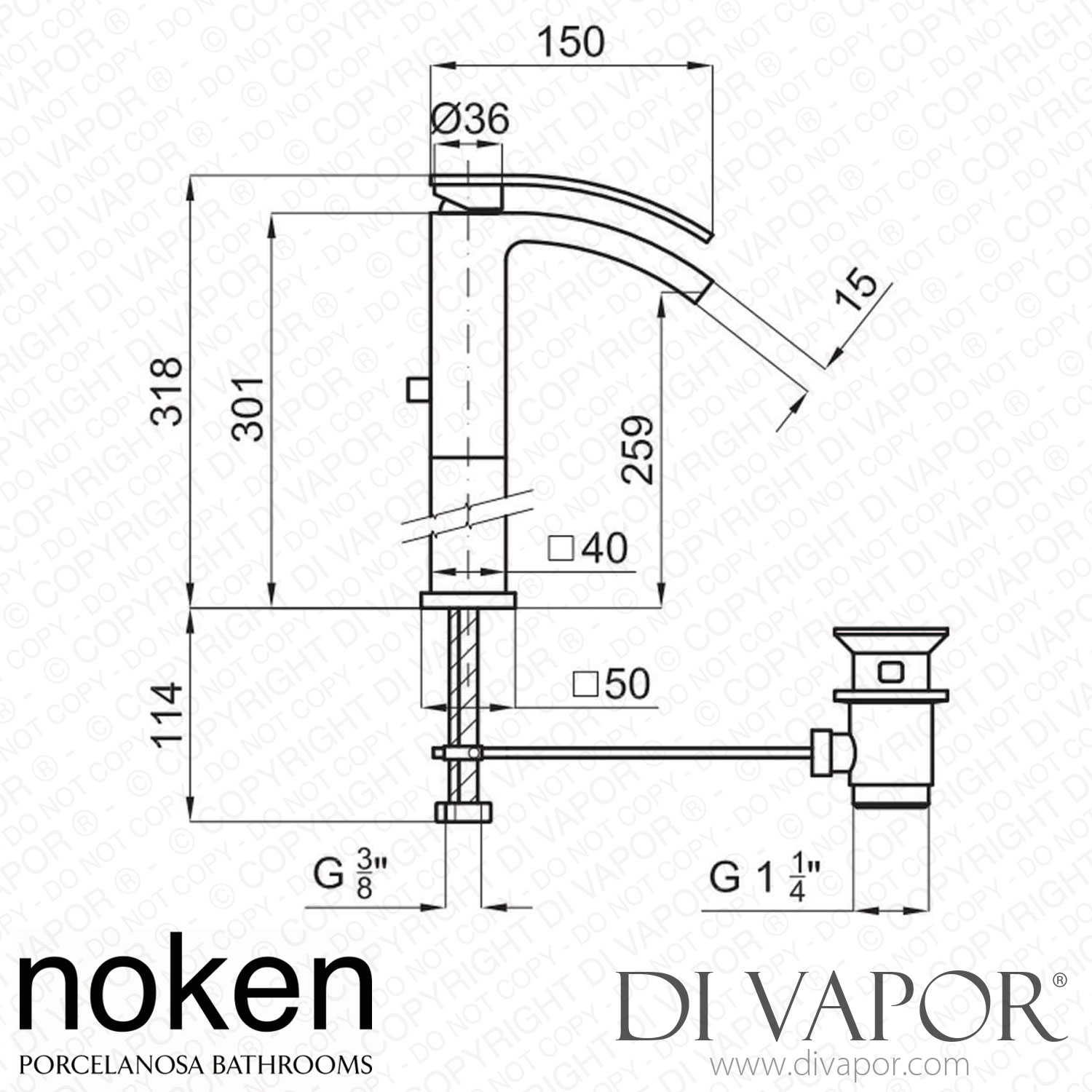 Noken Porcelanosa Imagine High Spout Single Lever Basin Mixer ...