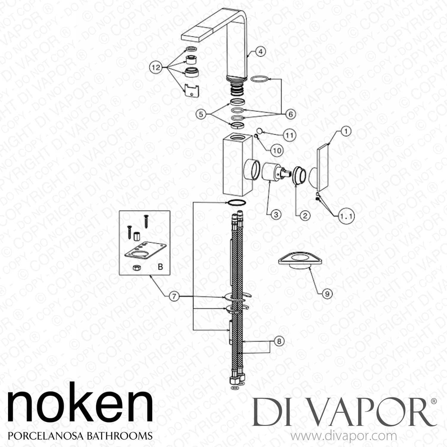 Noken Porcelanosa Next Single Lever Sink Mixer With Swivel Spout ...