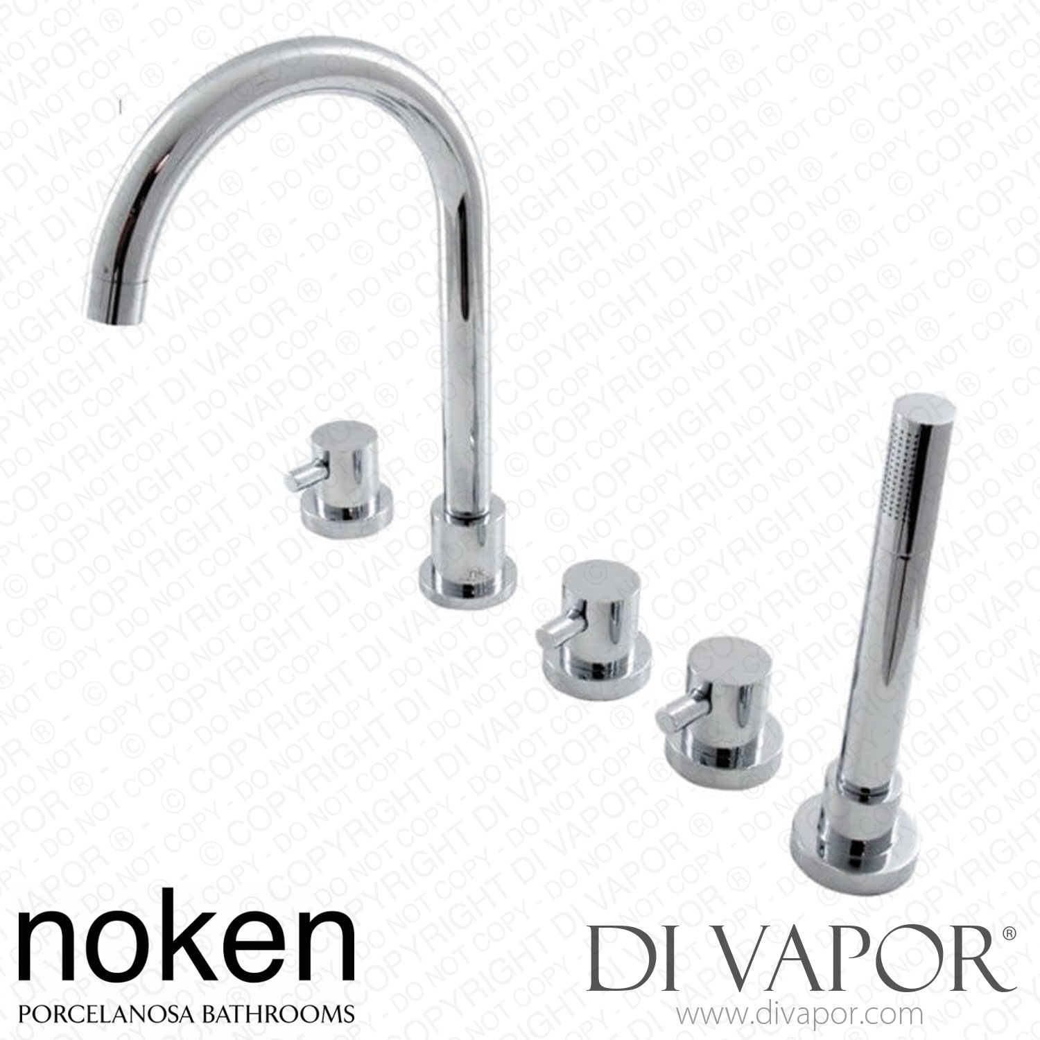 Noken Porcelanosa Noken Five Hole Deck-Mounted Bathroom Taps (100065743 ...