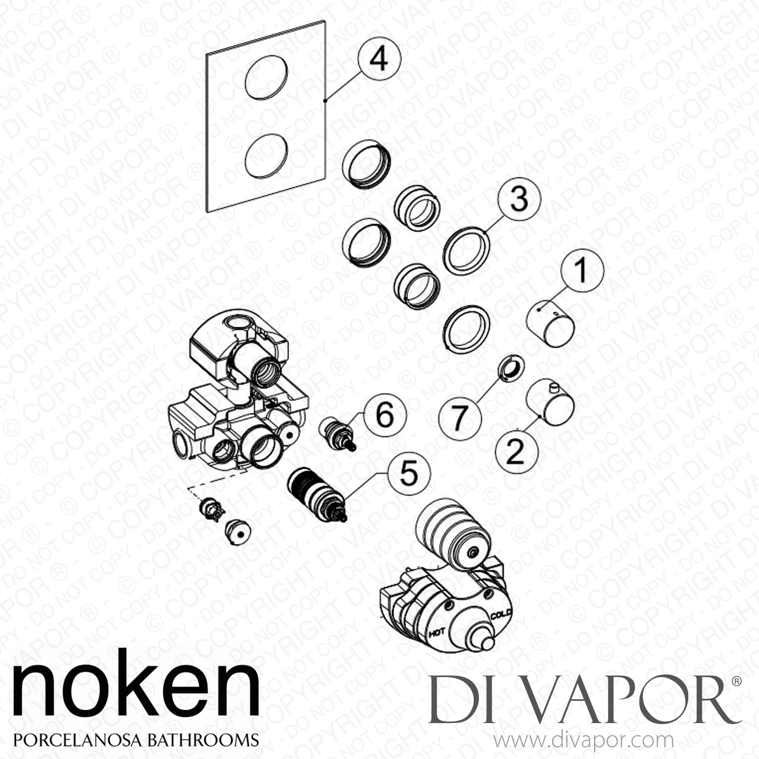 Noken Porcelanosa Urban Concealed Thermostatic (100065766) Spare Parts
