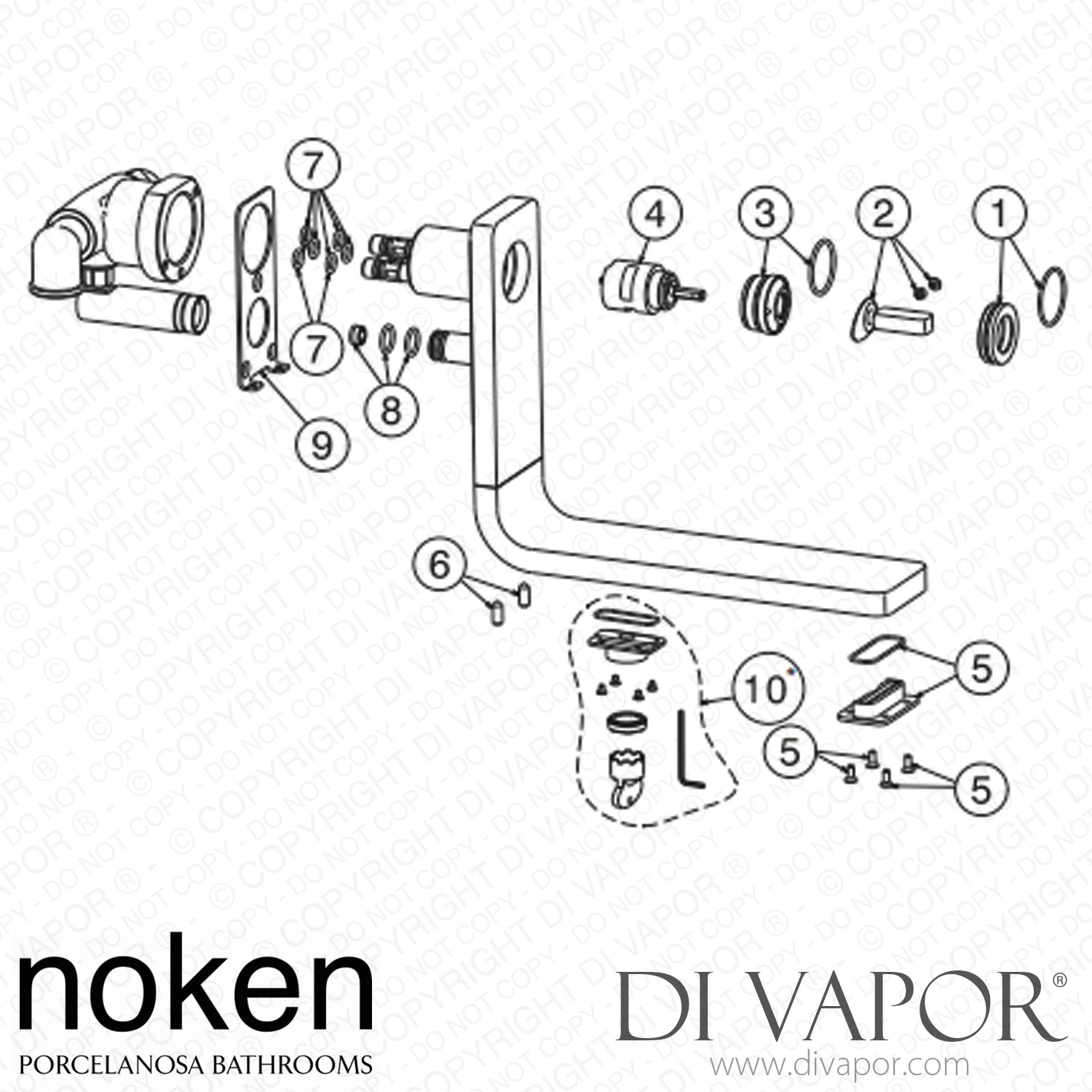 Noken 100073039 Wall Mounted Basin Mixer 1/2 Inch Spare Parts ...