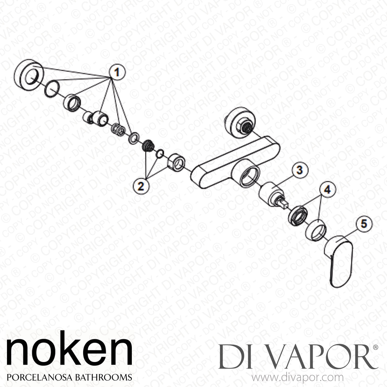 Noken Wall Mounted Exposed Shower Mixer 1/2 Inch (100107942) Spare Parts