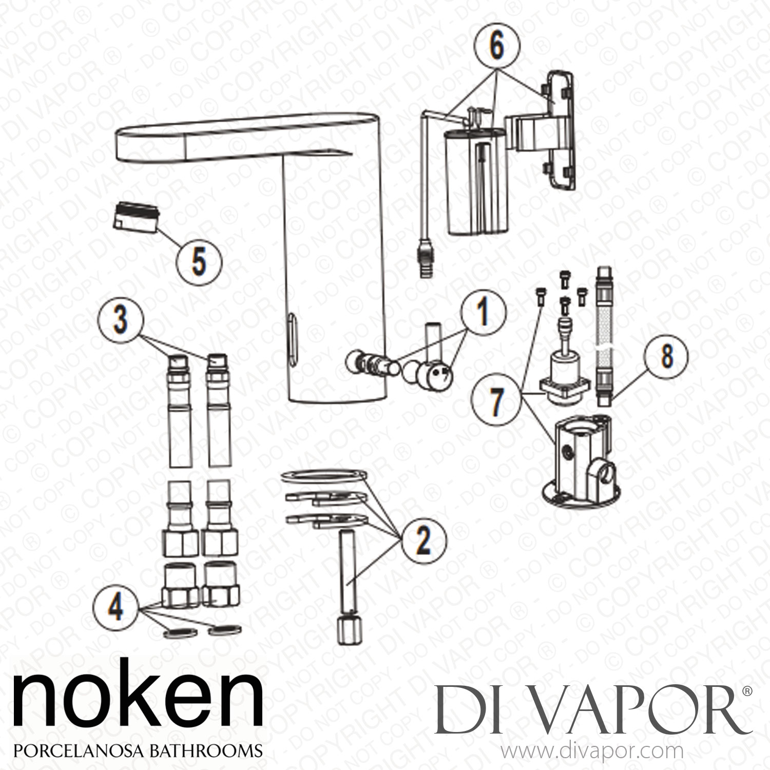 Noken Basin Mixer with Sensor Control with Two Water Inlets (100108285) Spare Parts