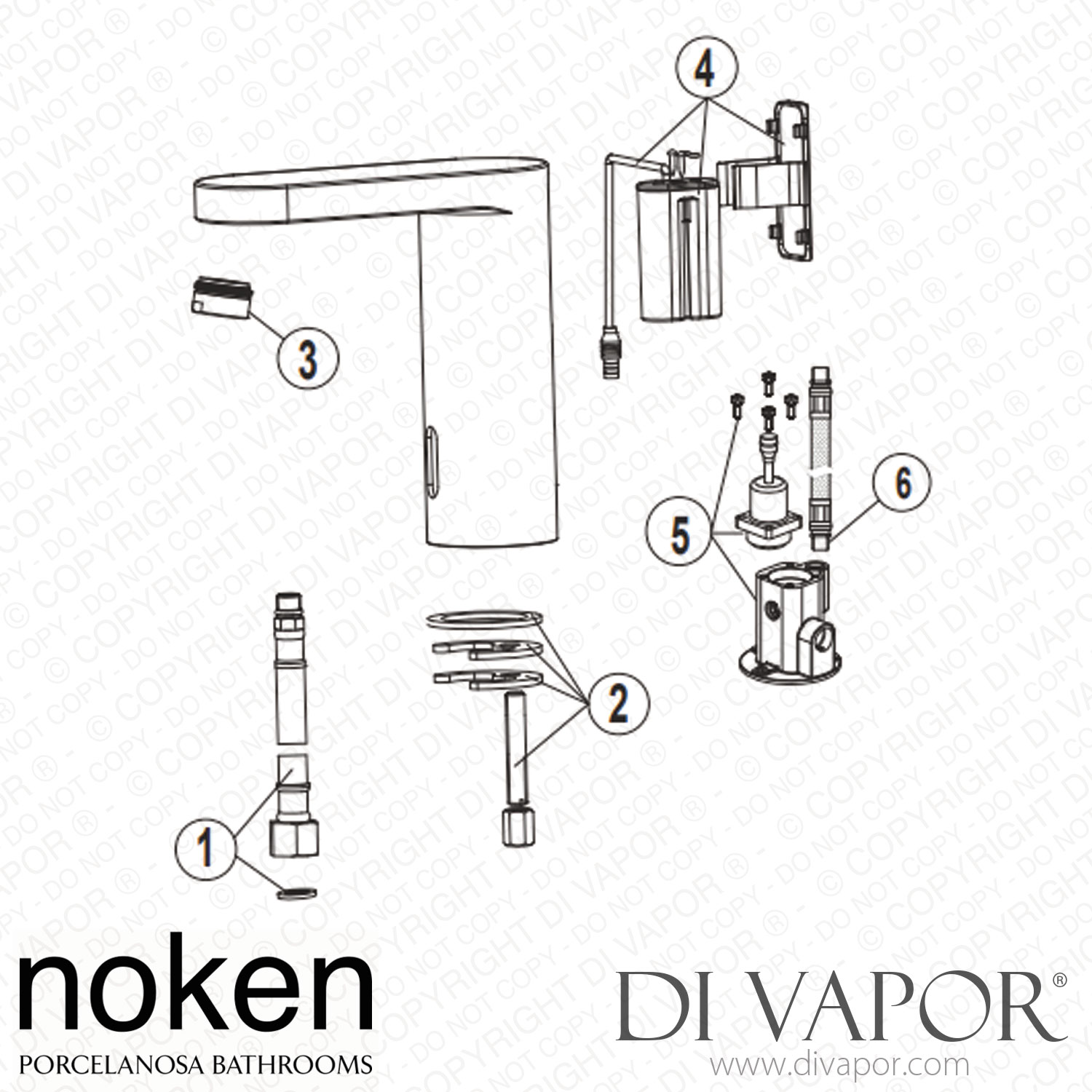 Noken Electronic Basin Mixer with One Water Inlet 3/8 Inch Connections ...