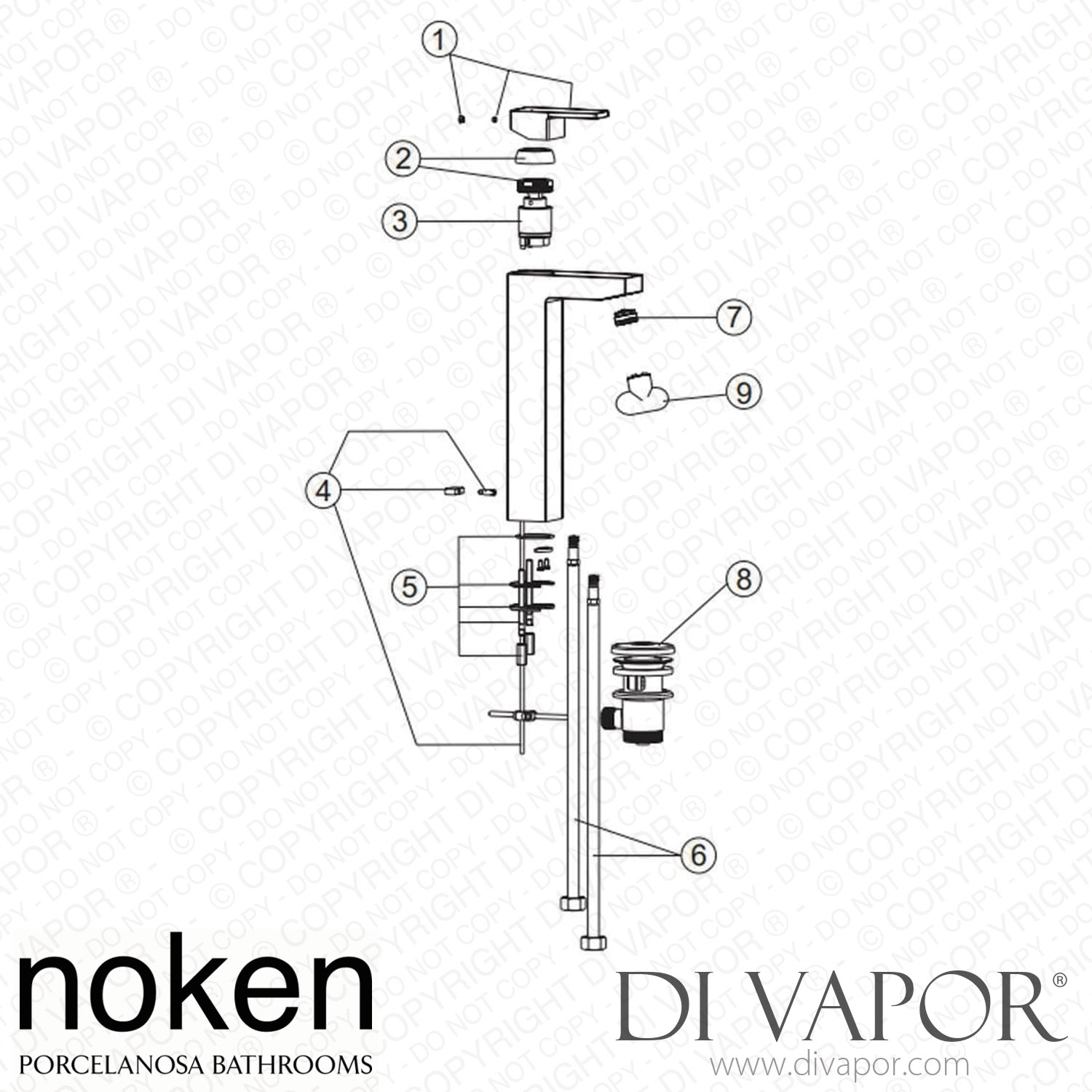 Noken Porcelanosa Acro N Single Lever Basin Mixer (100123628) Spare Parts