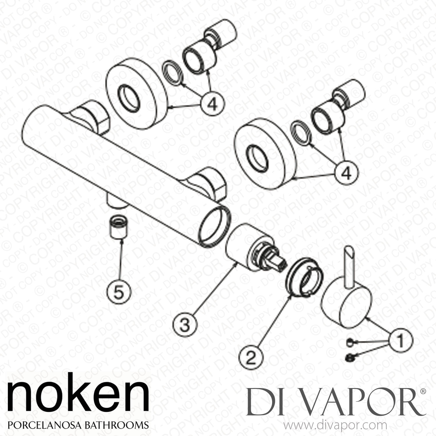 Noken 100209448 Wall Mounted Exposed Shower Mixer Spare Parts ...