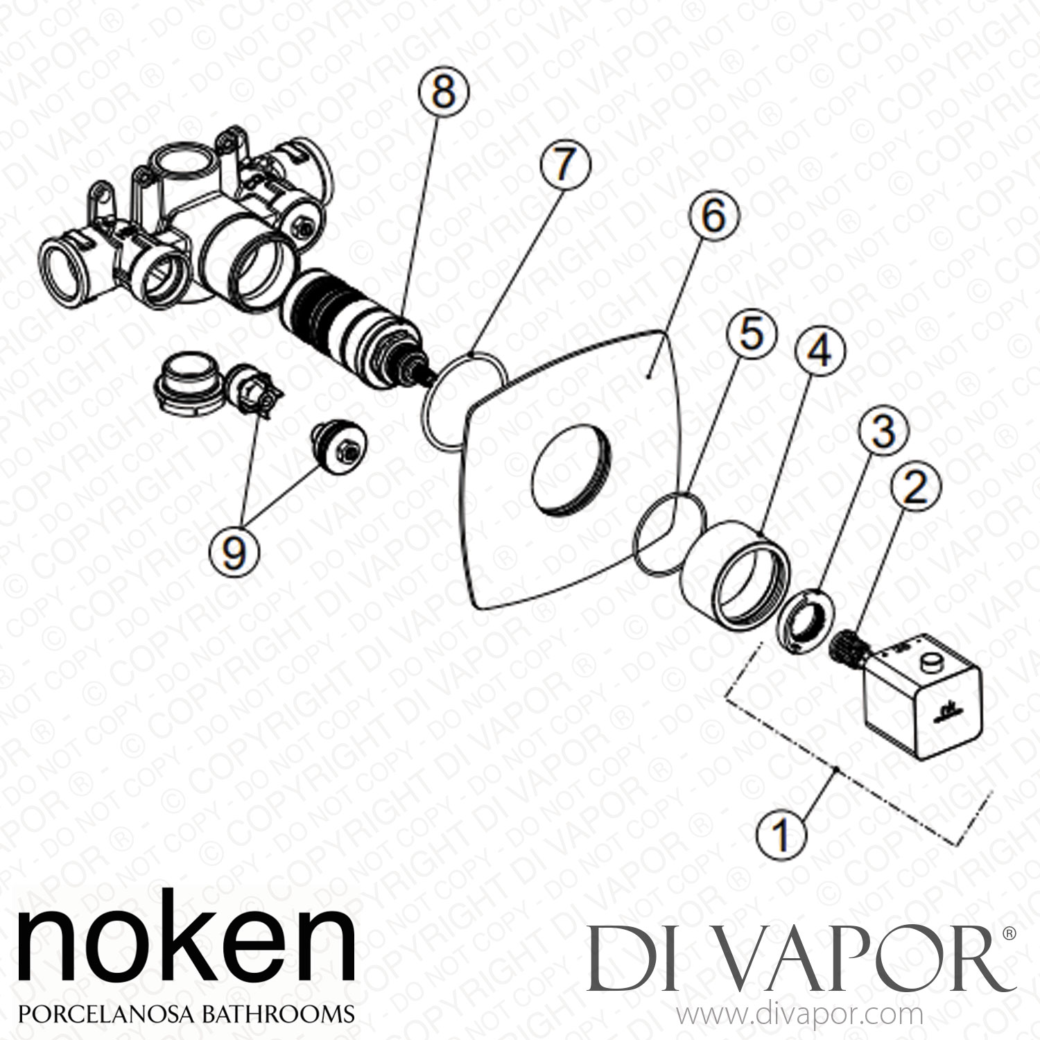 Noken 100209817 Concealed Thermostatic 3/4 Inch with Wax Element Spare ...