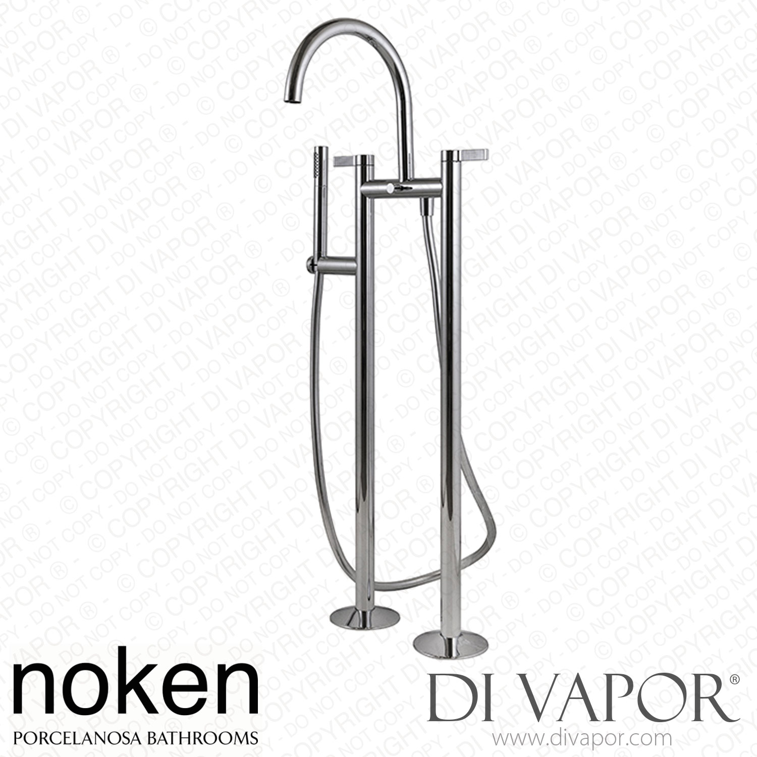 Noken 100241774 Floor Mounted Bath Shower Mixer 3/8" with 150cm Shower ...