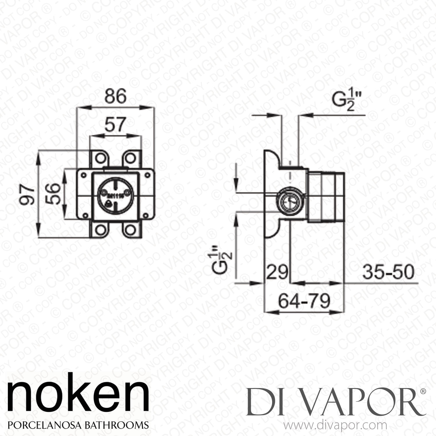Noken 100283372 Concealed Shower Valve Spare Parts (Porcelanosa NK)