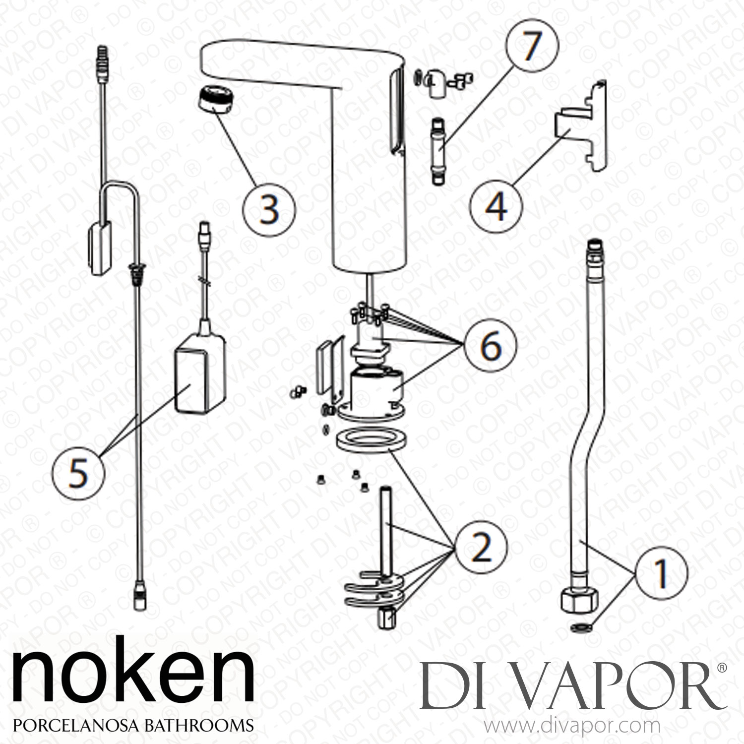 Noken Electronic Basin Mixer with One Water Inlet 3/8 Inch Connections ...