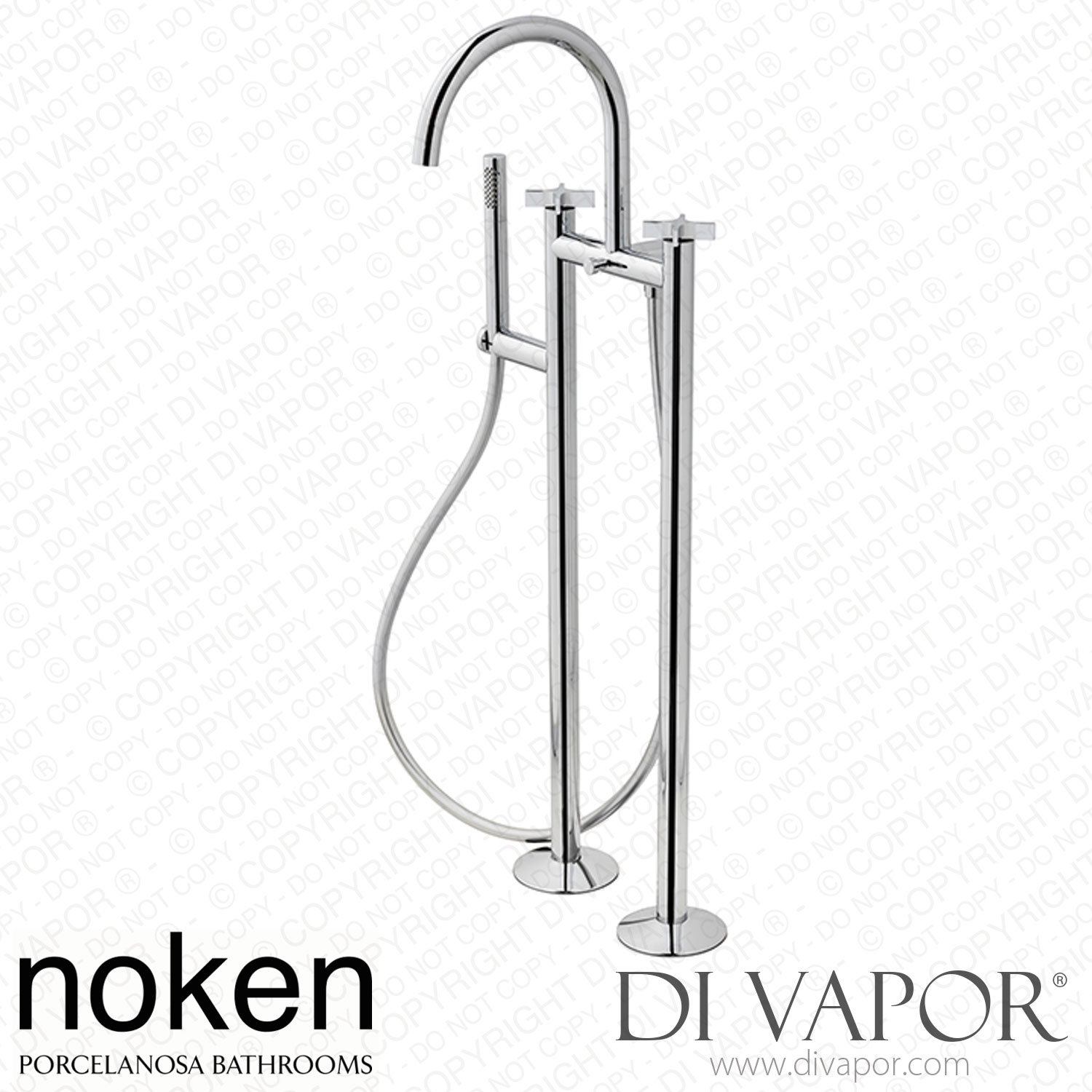 Noken 100311394 Floor Mounted Bath Shower Mixer 3/8" with 150cm Shower ...