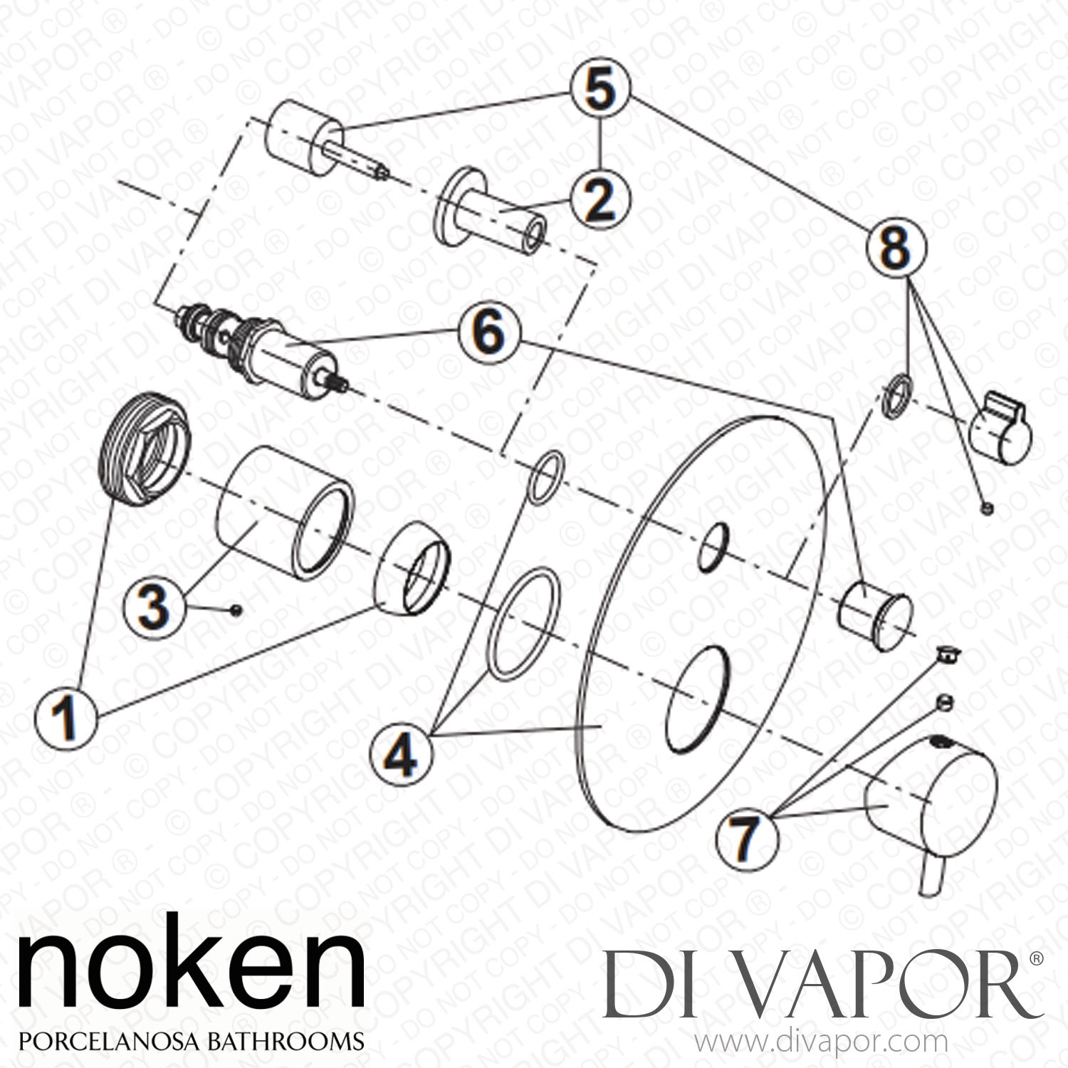 Noken Single Lever Concealed Bath Shower Mixer Trim Kit (100327524 ...