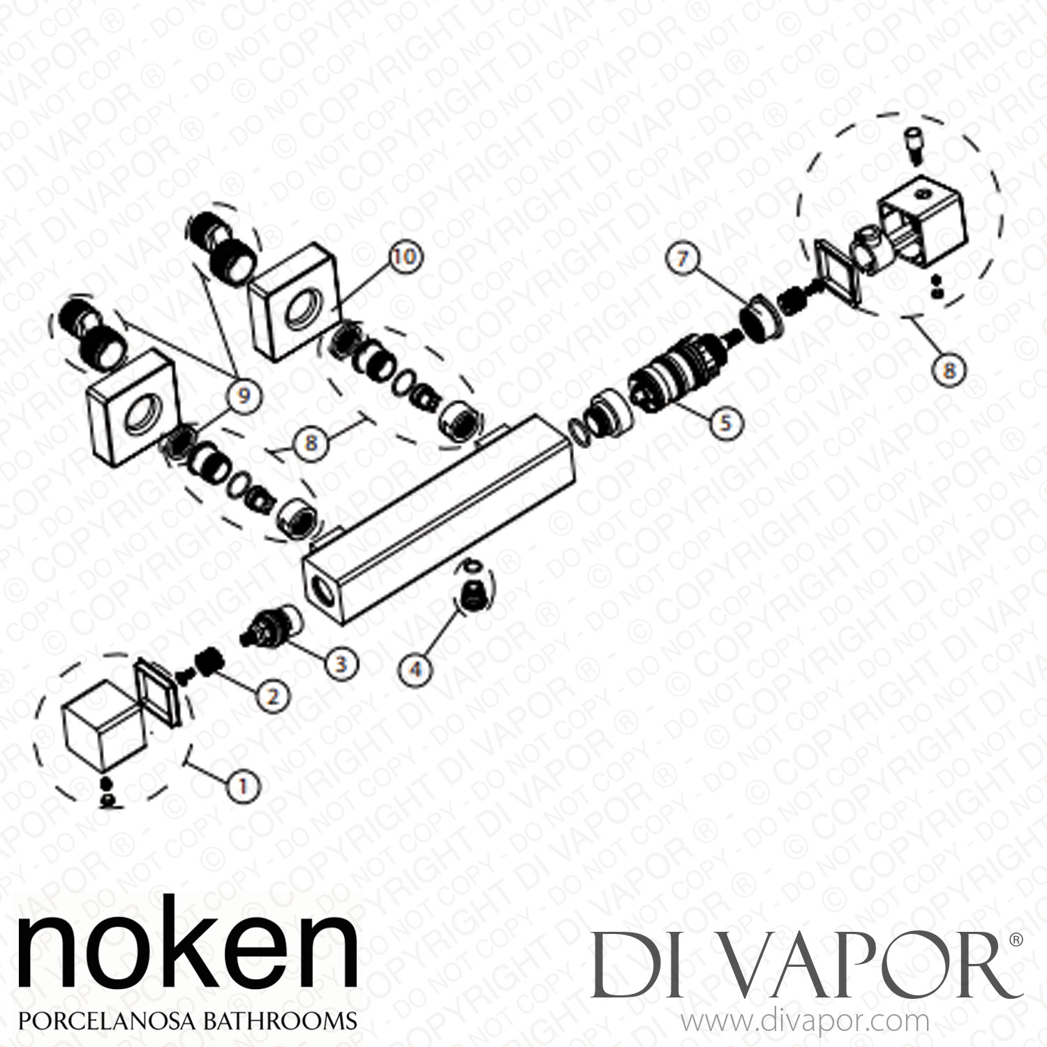 Noken 100328500 Wall Mounted Exposed Thermostatic Bath Shower Mixer 1/2 ...