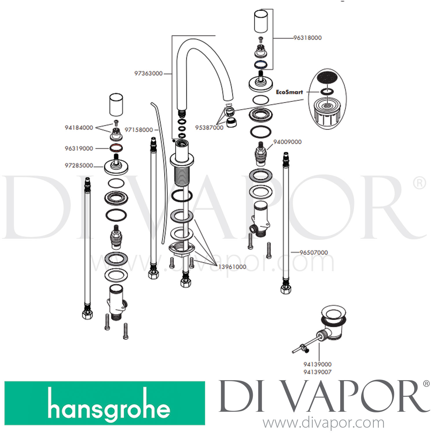 Hansgrohe 10135810 AXOR Starck 3-Hole Basin Mixer Dn15 06/04 - 07/07 ...