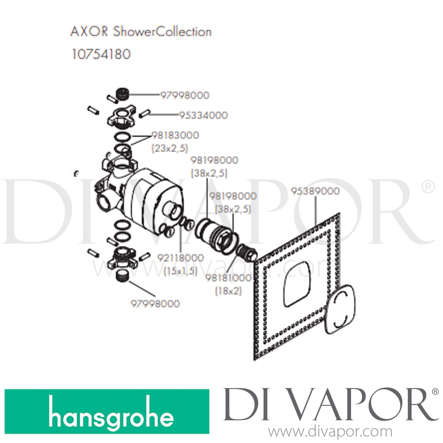 Hansgrohe 10754180 AXOR ShowerSolutions Basic Set for Thermostatic ...