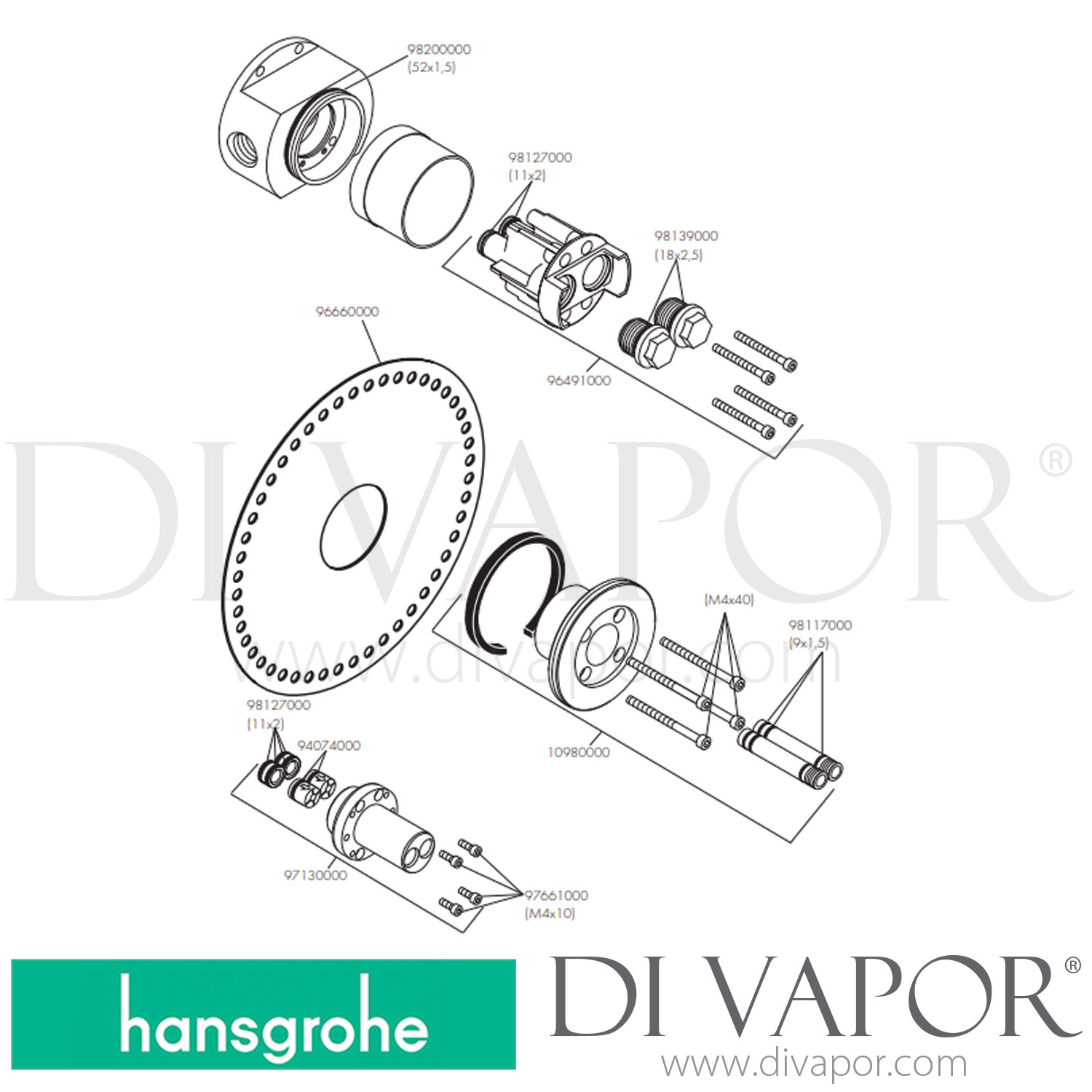Hansgrohe 10902180 AXOR Starck Basic Set >07/00 Spare Parts