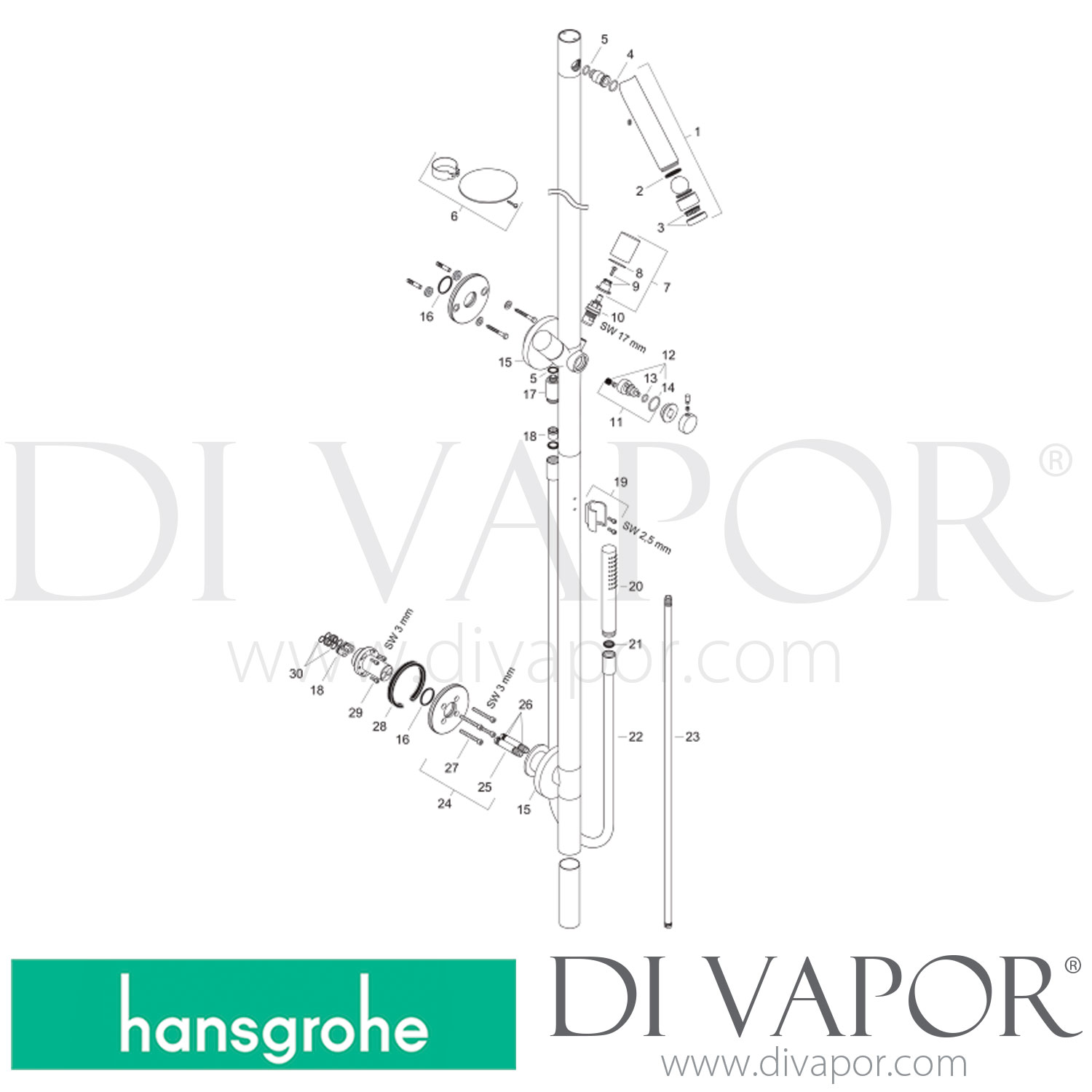 Hansgrohe 10905000 AXOR Starck Shower Column Dn15 01/99 - 12/10 Spare Parts