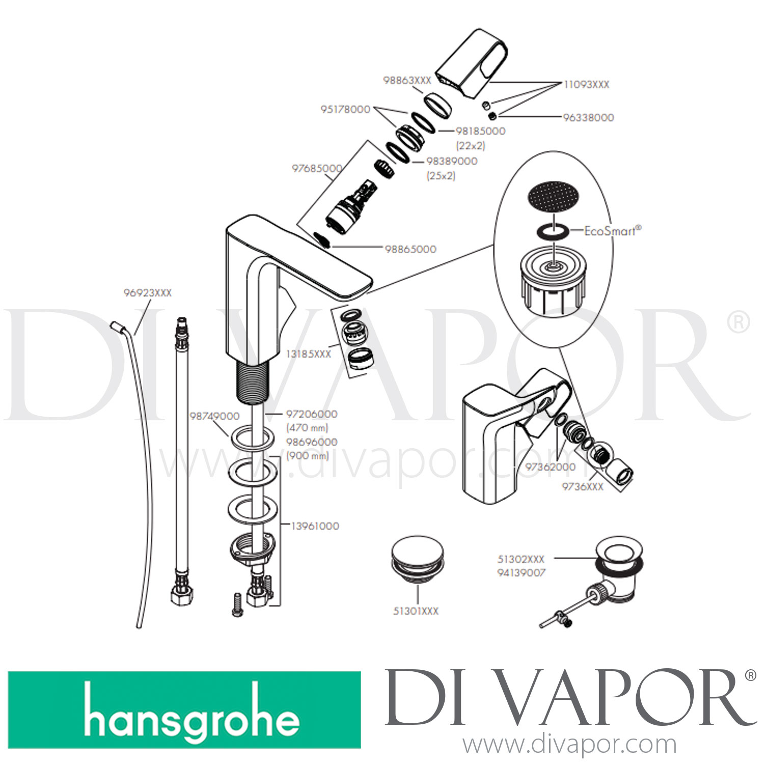 Hansgrohe 11020000 AXOR Urquiola Single Lever Basin Mixer 130 with Pop ...