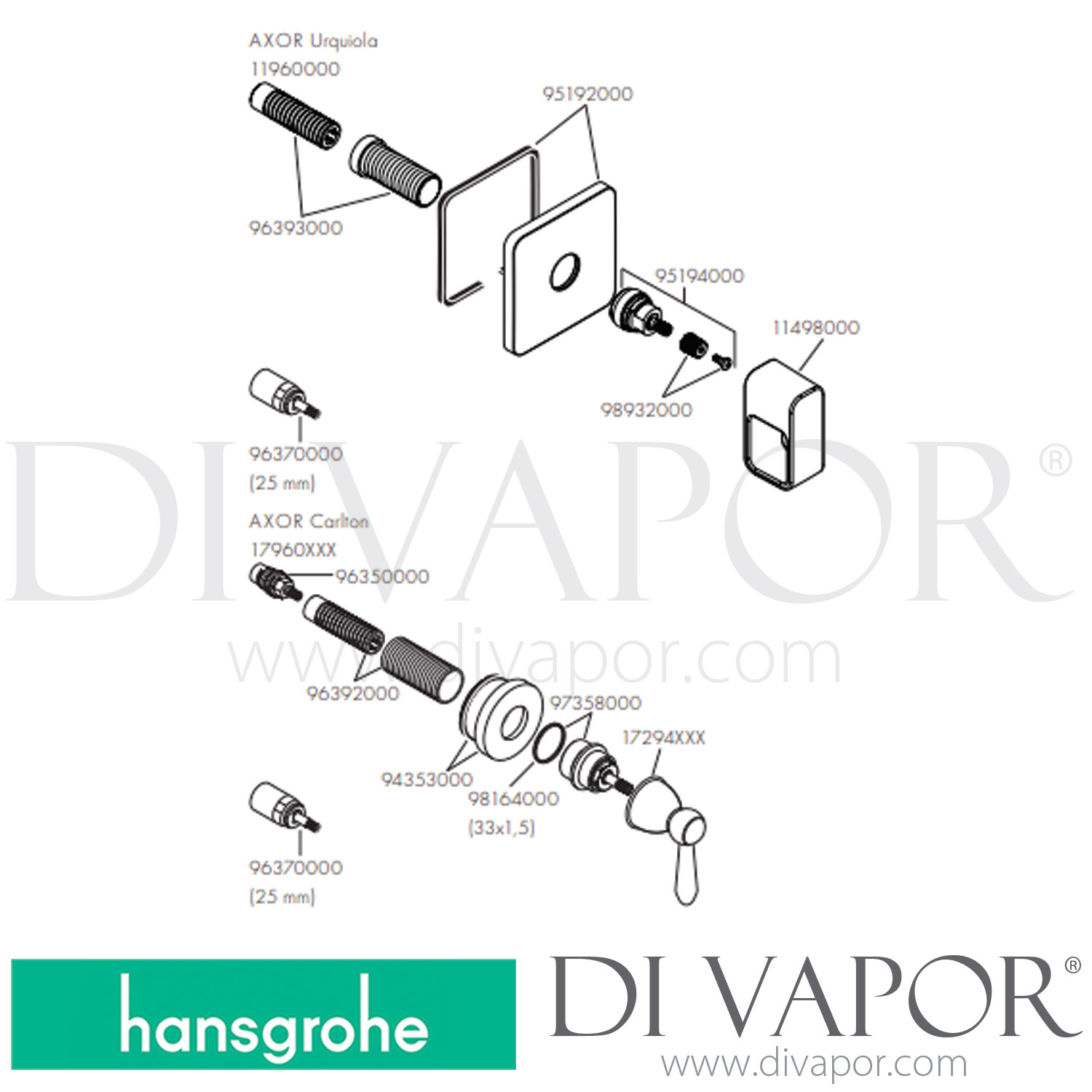 Hansgrohe 11960000 AXOR Urquiola Shut-Off Valve for Concealed ...