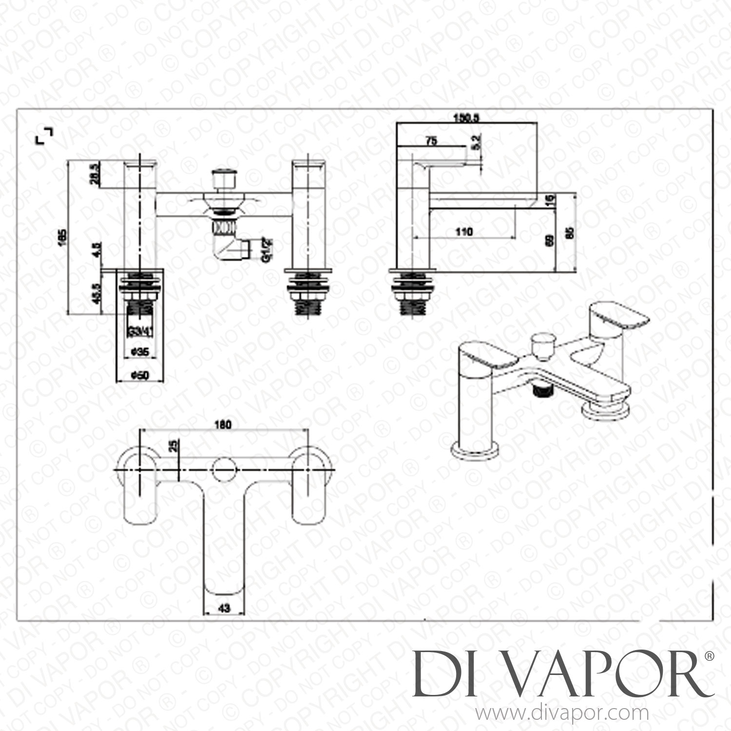 HighLife 12425 Rona Bath Shower Mixer & Kit Spare Parts