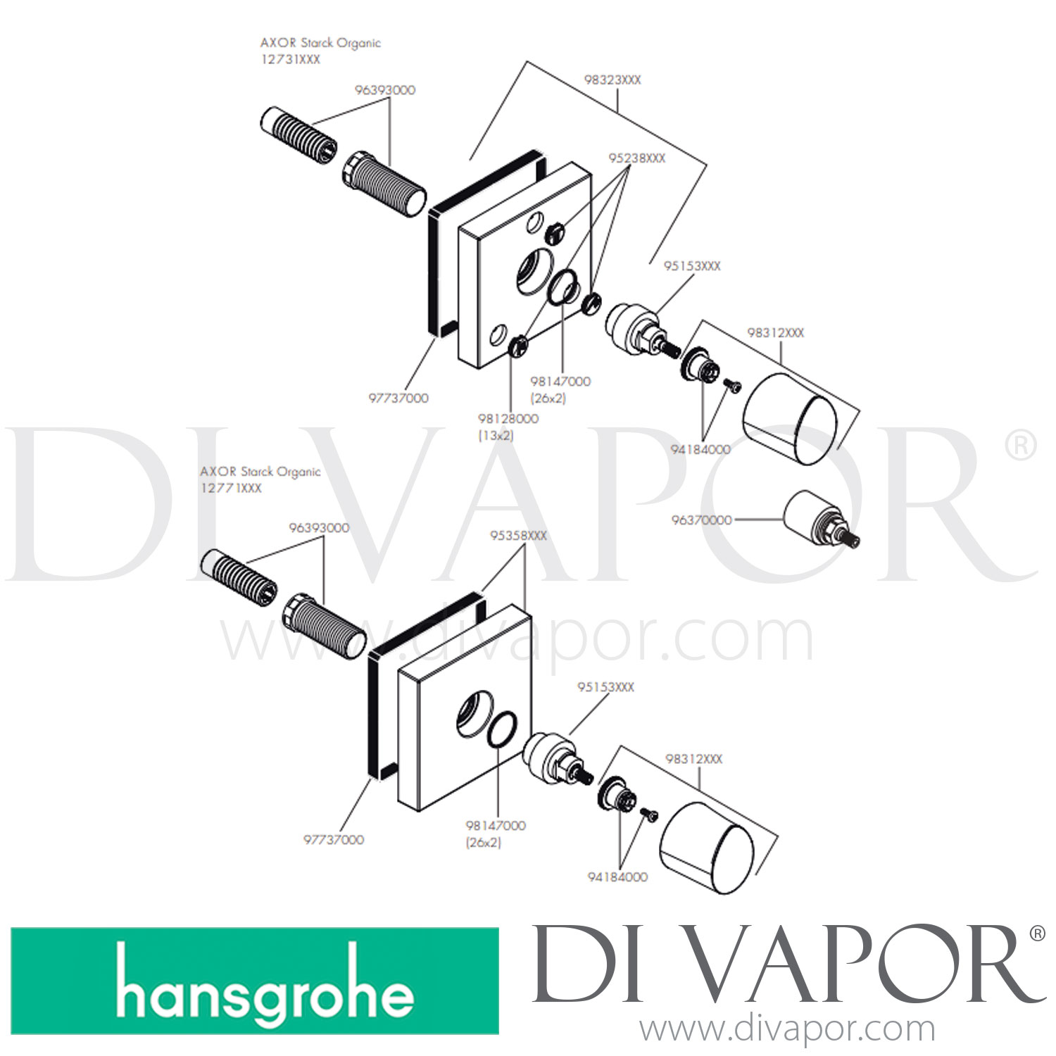 Hansgrohe 12771000 AXOR Starck Organic Shut-Off Valve 120/120 for ...