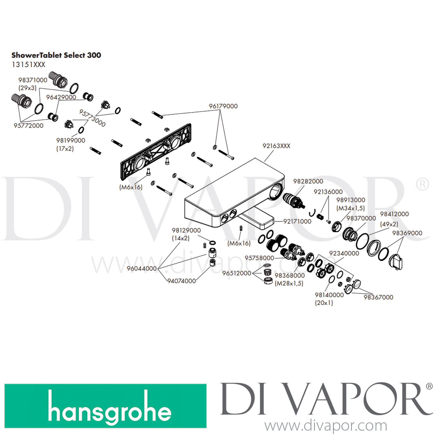 Hansgrohe 13151000 ShowerTablet Select Bath Thermostat 300 for Exposed ...