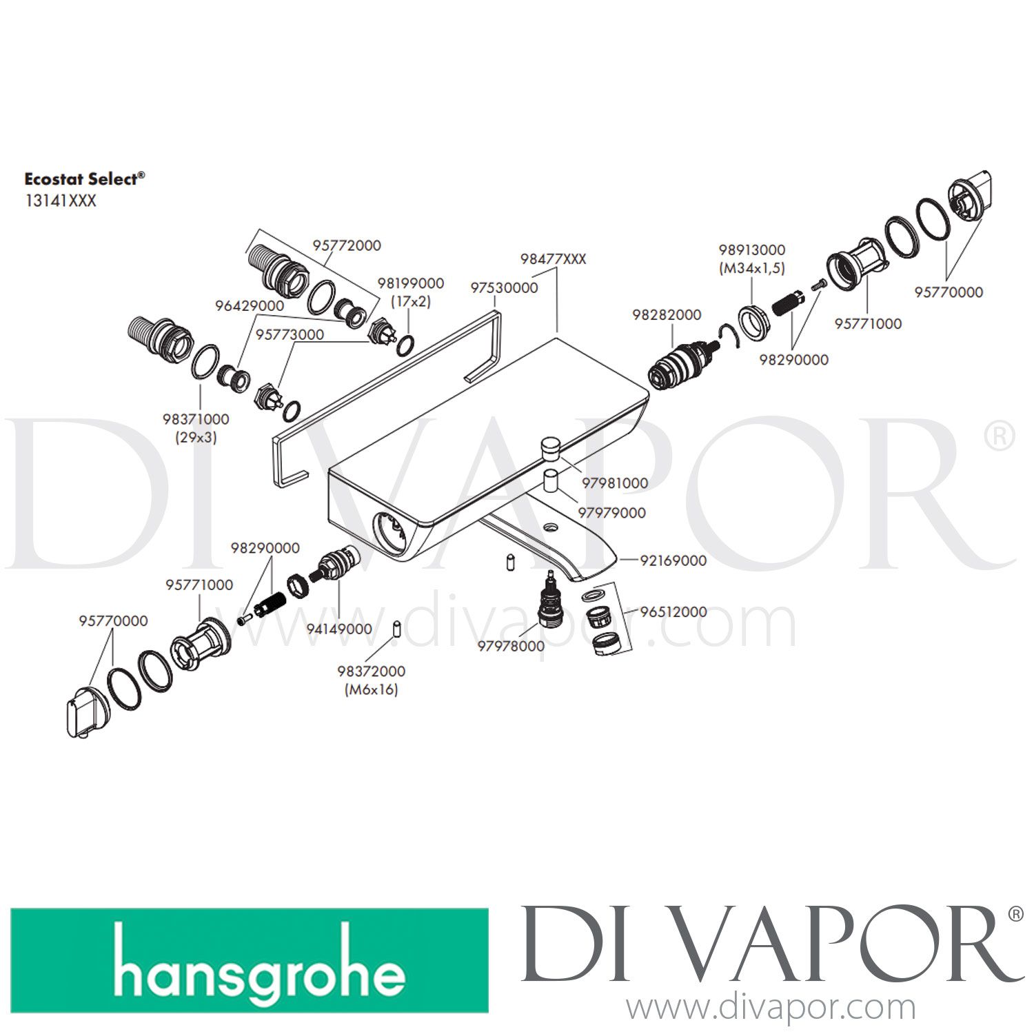 Hansgrohe 13161400 Ecostat Select Shower Thermostat for Exposed ...