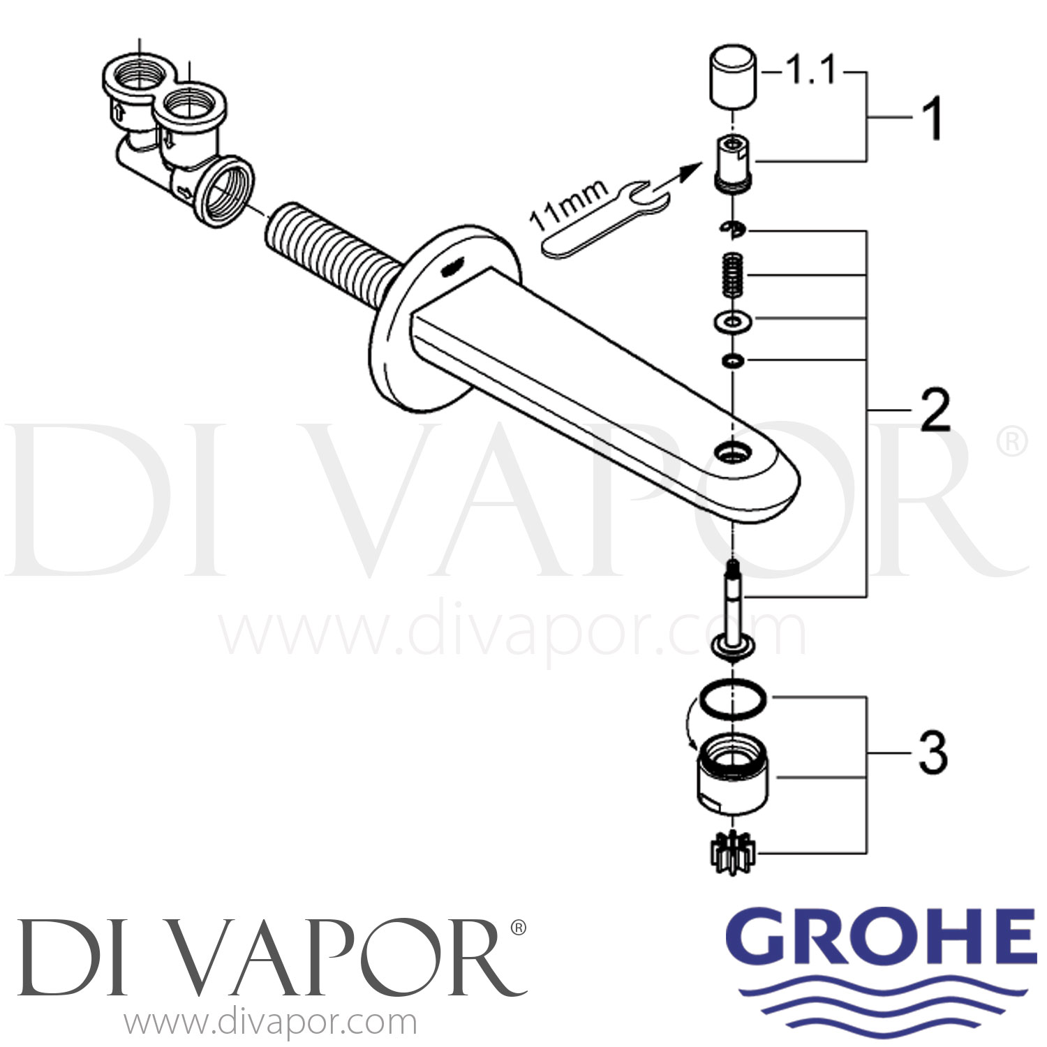 Grohe 13279002 Eurodisc Cosmopolitan Bath Spout with Diverter Spare Parts