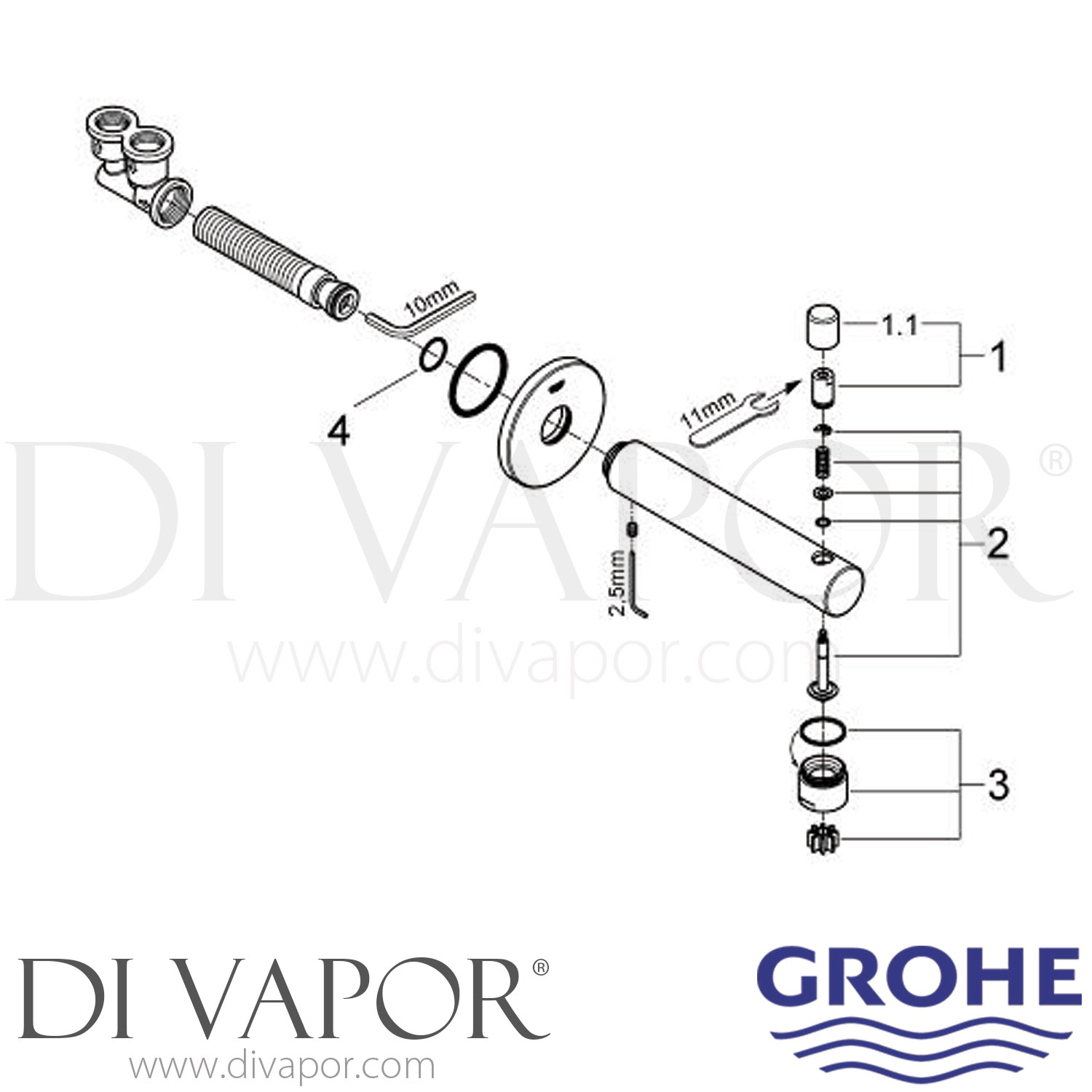 Grohe 13281001 Concetto Bath Spout with Diverter Spare Parts