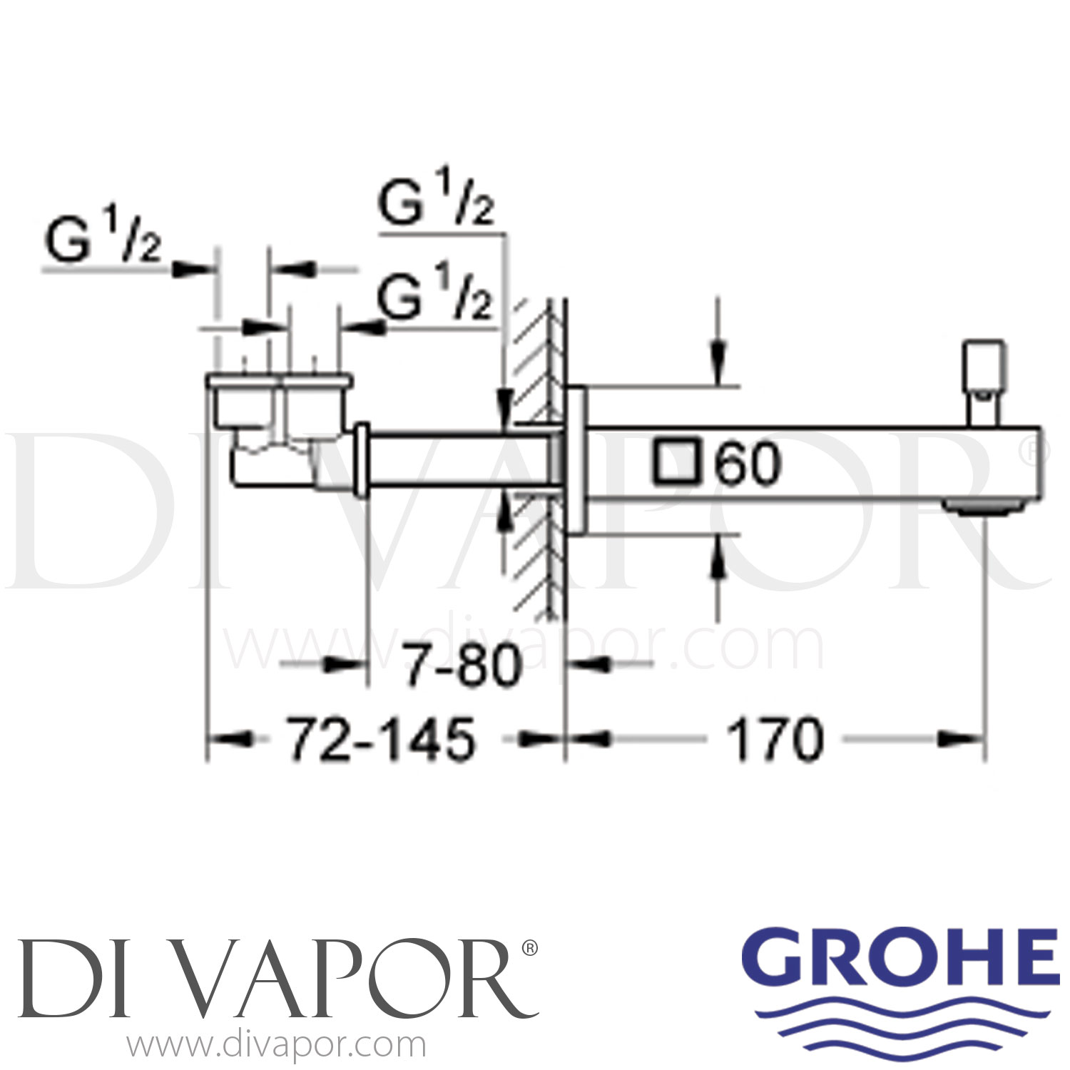 Grohe 13304000 Eurocube Bath Spout with Diverter Spare Parts