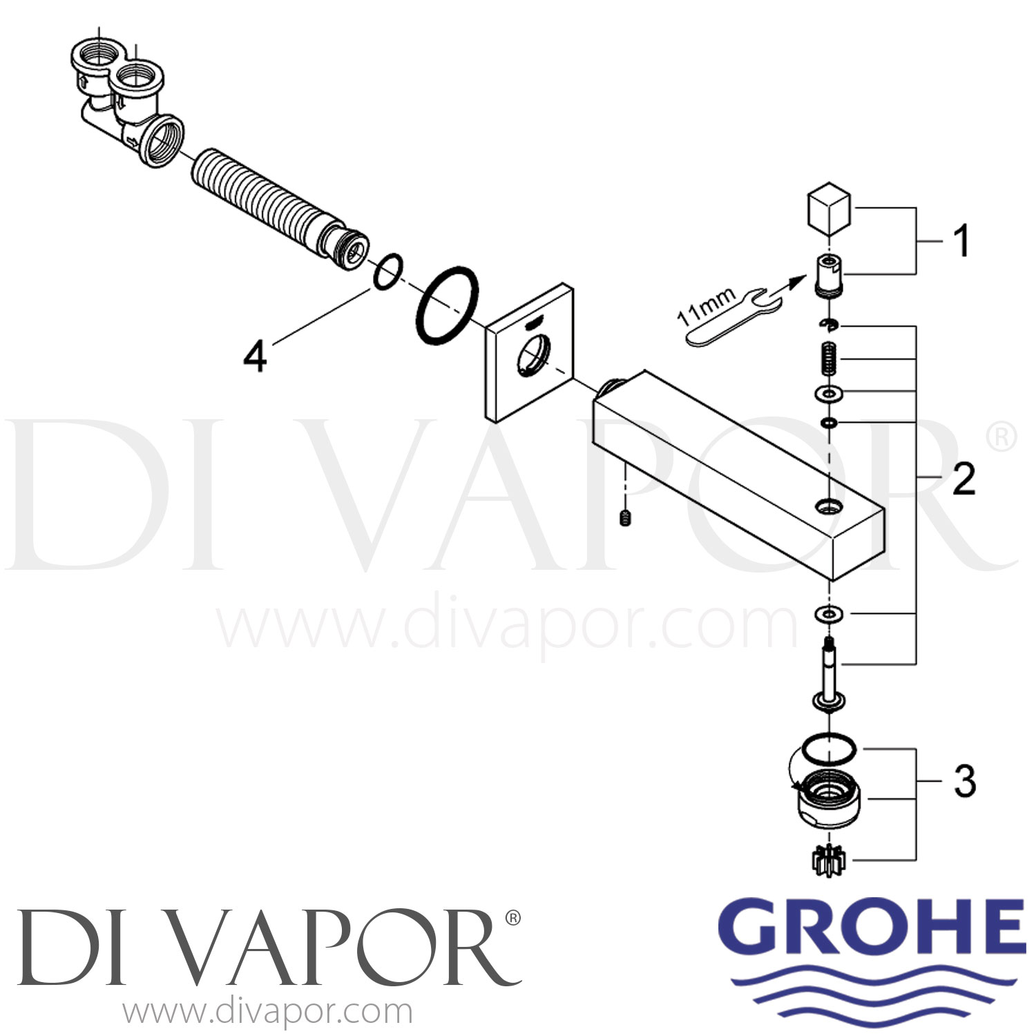 Grohe 13304000 Eurocube Bath Spout with Diverter Spare Parts