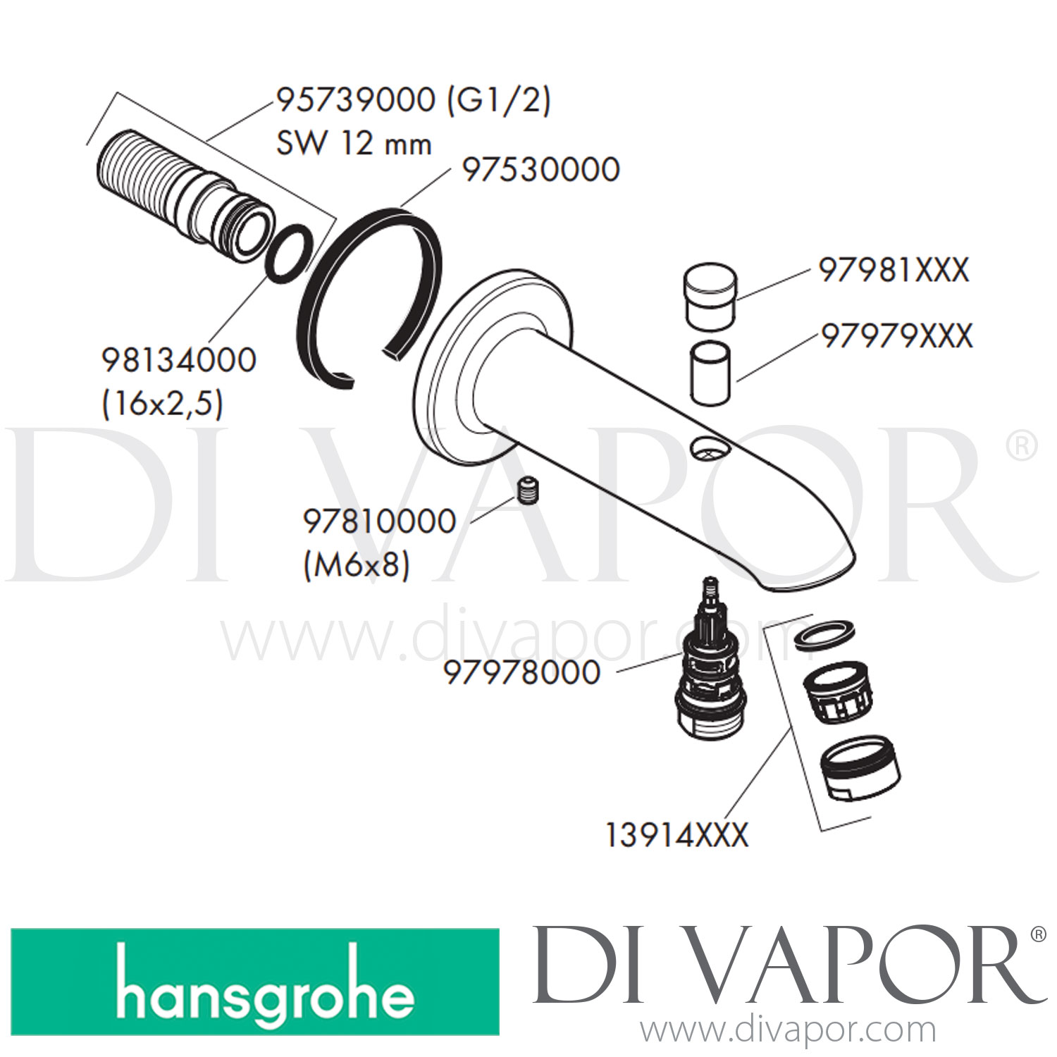 Hansgrohe 13423000 Bath Spout 15.2 CM with Diverter Valve >05/20 Spare ...