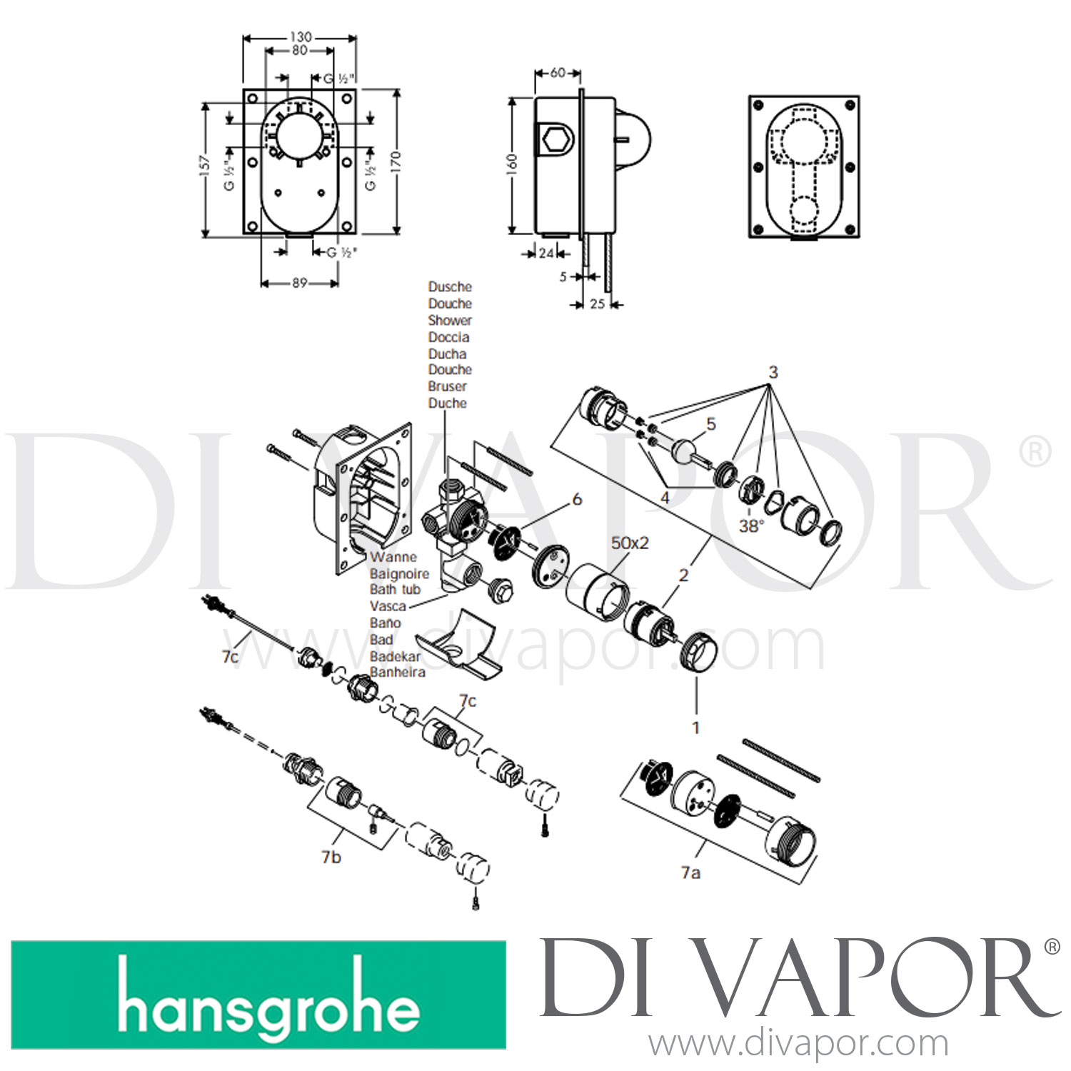 Hansgrohe 13505180 Ibox for Bath Mixer for Concealed Installation Basic ...