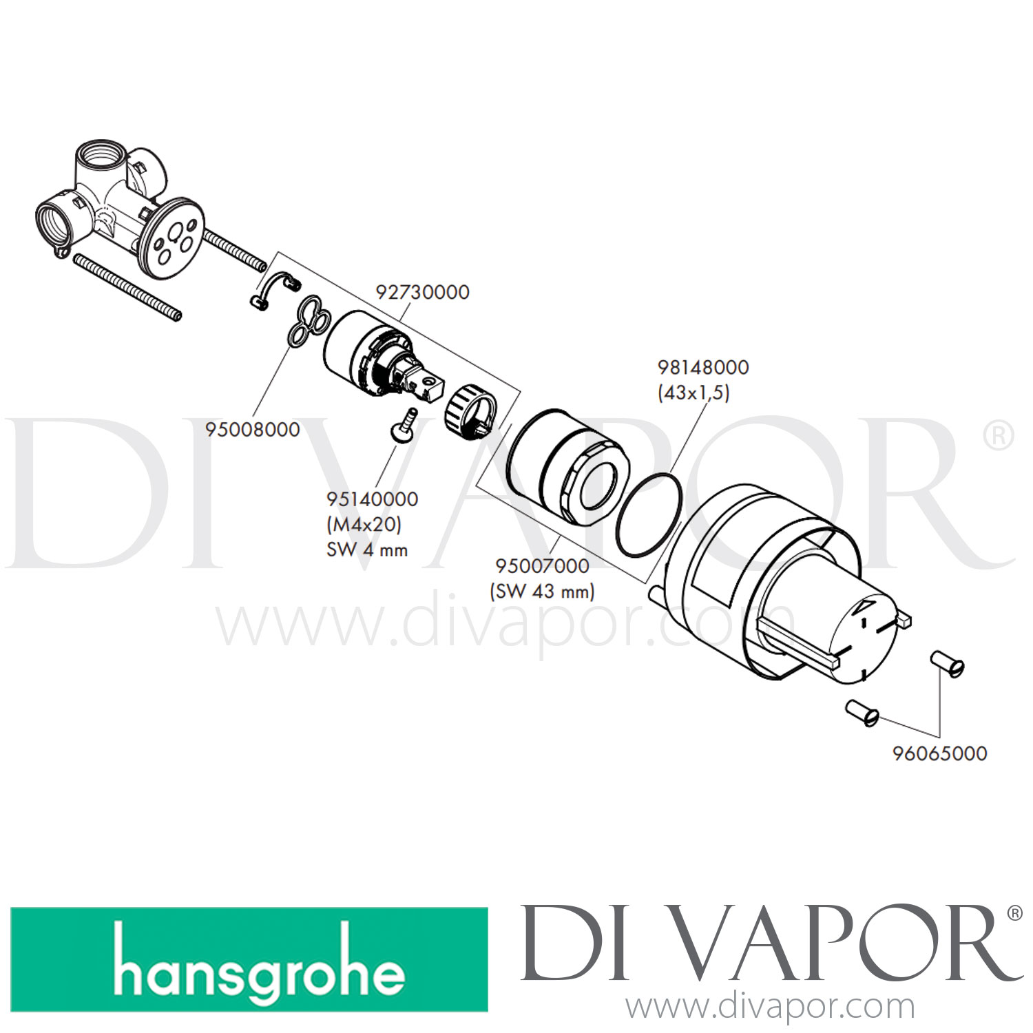 Hansgrohe 13620180 Basic Set for Single Lever Shower Mixer for ...