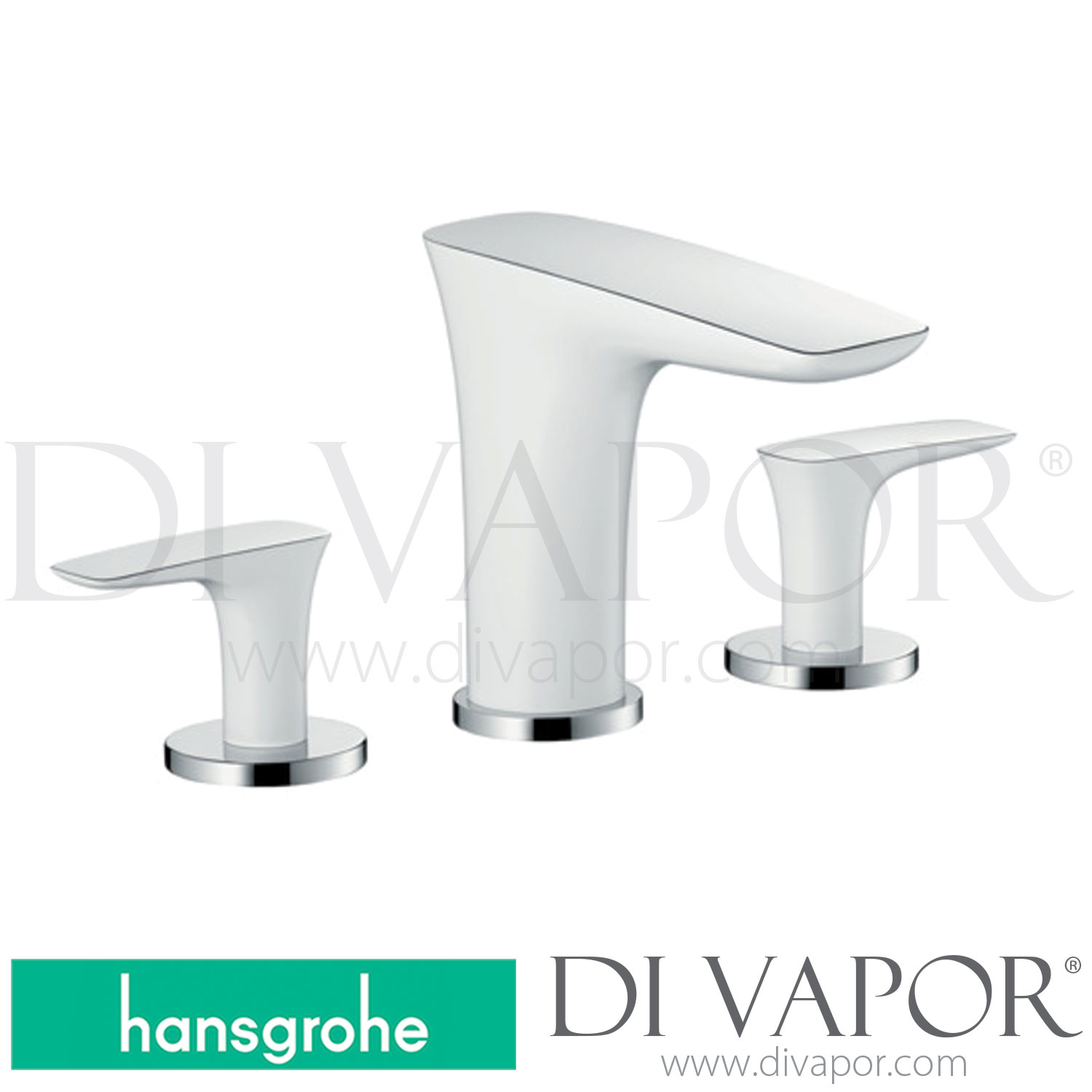 Hansgrohe 15073400 PuraVida 3-Hole Basin Mixer 100 with Push-Open Waste ...