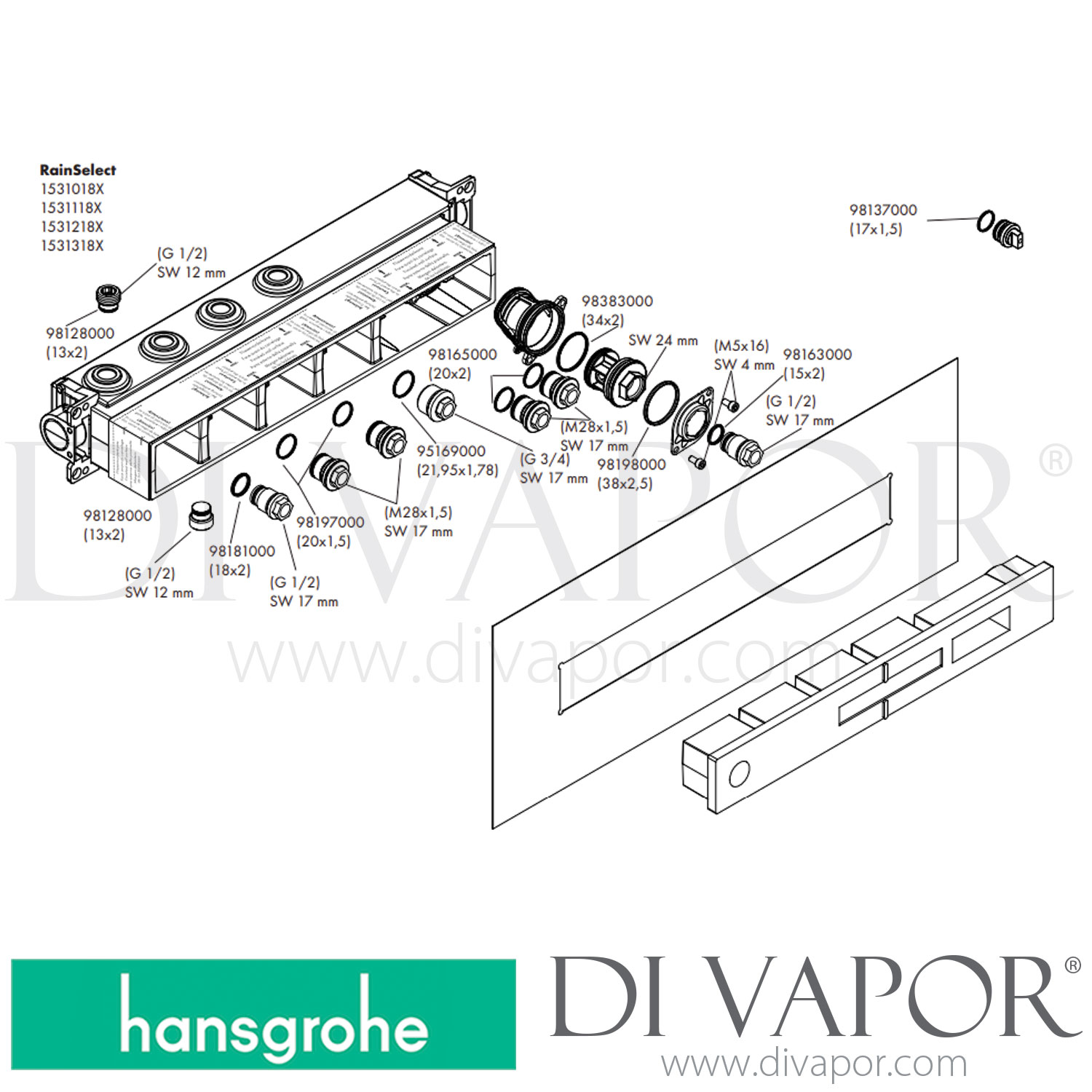 Hansgrohe 15310180 RainSelect Basic Set for 2 Functions >10/17 Spare Parts