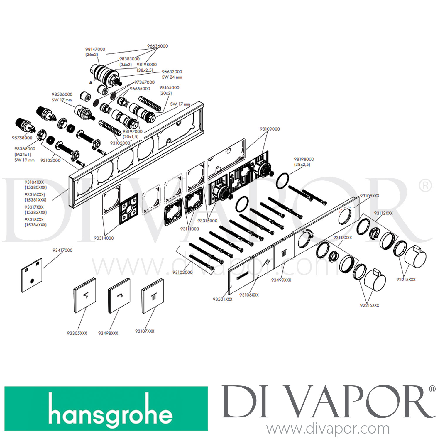 Hansgrohe 15380670 RainSelect Thermostat for Concealed Installation for ...