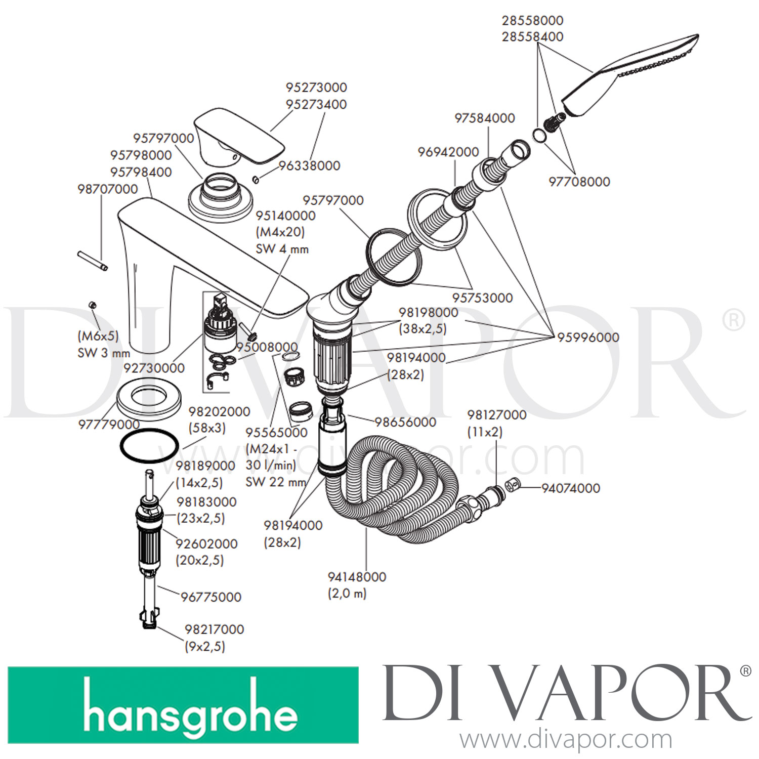 Hansgrohe 15432000 PuraVida 3-Hole Rim Mounted Single Lever Bath Mixer ...