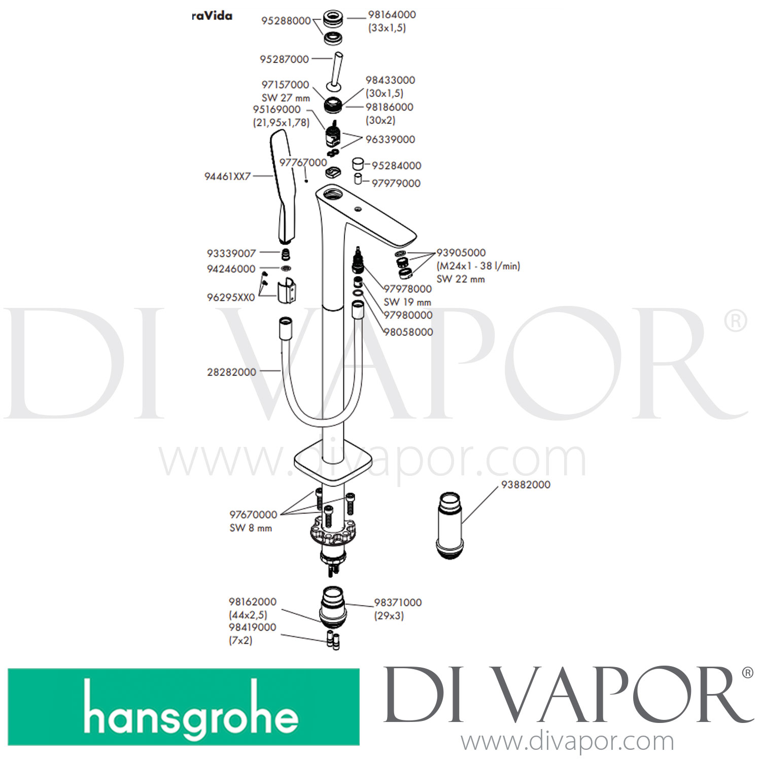 Hansgrohe 15473007 PuraVida Single Lever Bath Mixer Floor-Standing >04/ ...