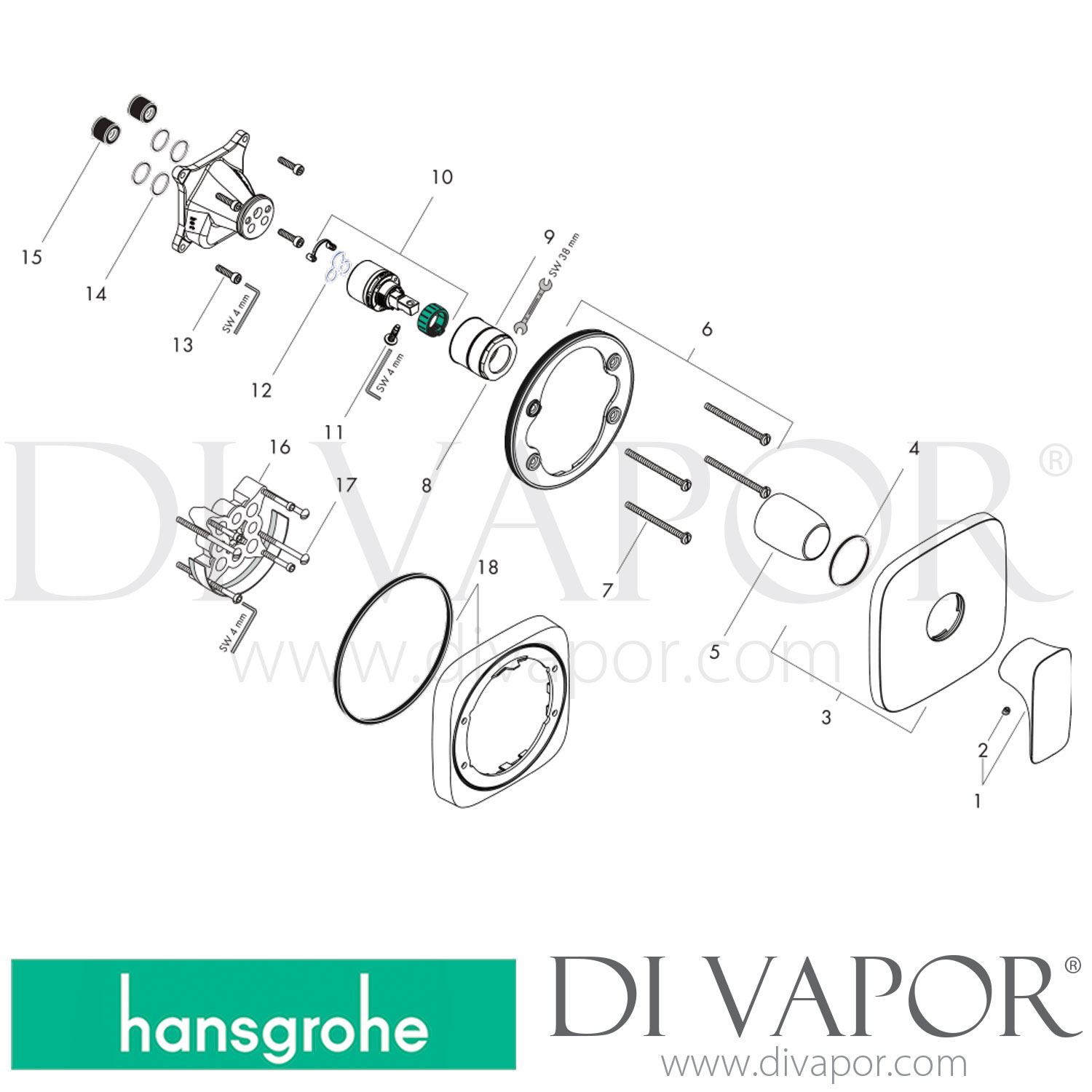 Hansgrohe 15665400 PuraVida Single Lever Shower Mixer for Concealed ...