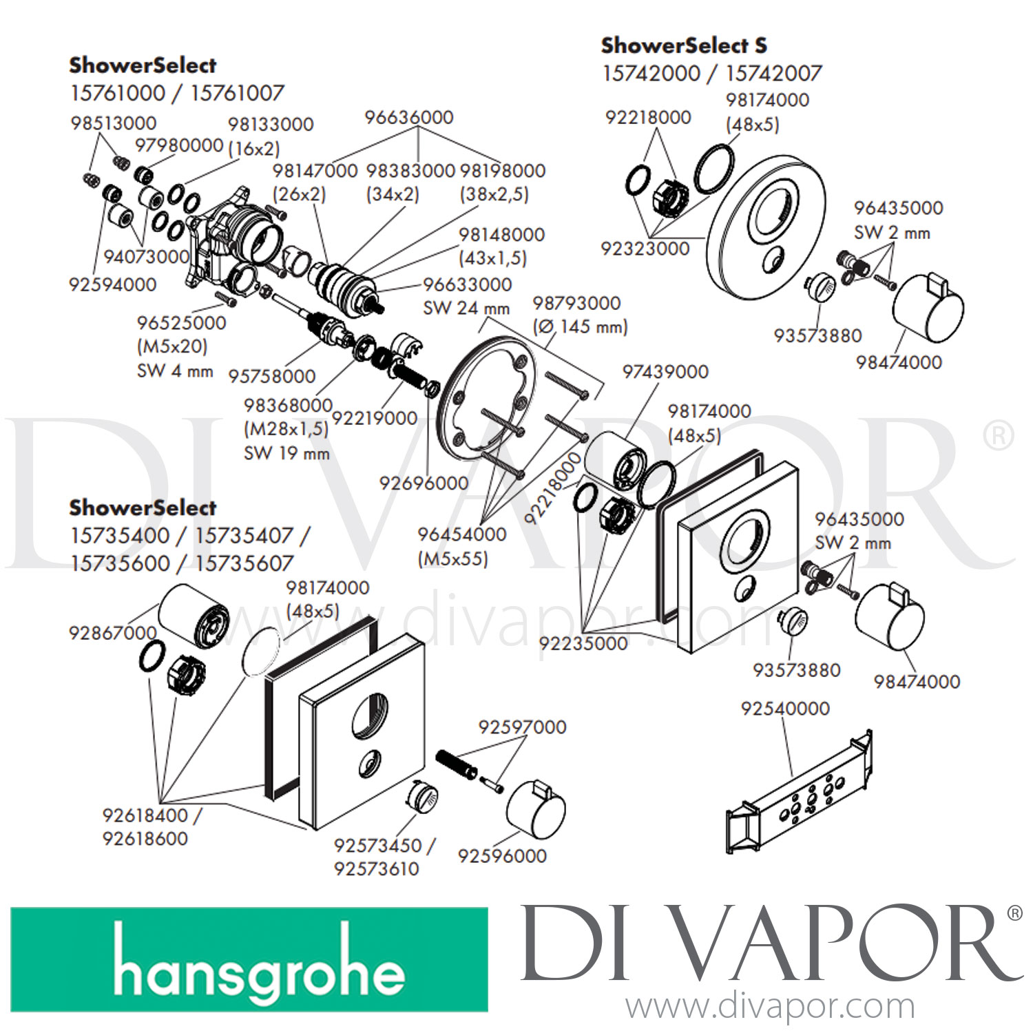 Hansgrohe 15735407 ShowerSelect Glass Thermostat Highflow for Concealed ...