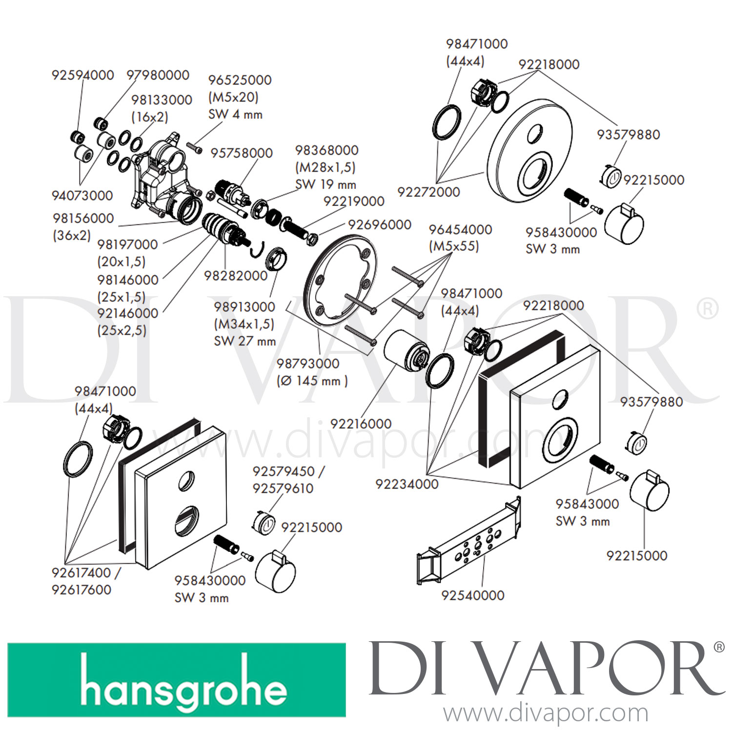 Hansgrohe 15737400 ShowerSelect Glass Thermostat for Concealed ...