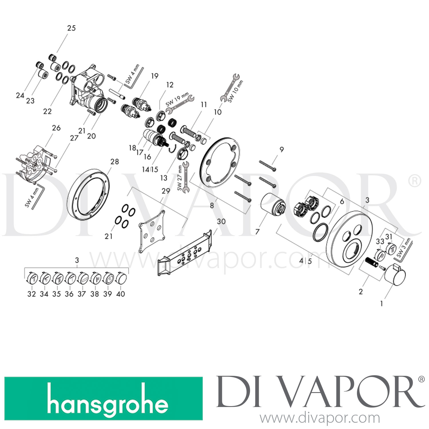 Hansgrohe 15743007 ShowerSelect S Thermostat for Concealed Installation ...