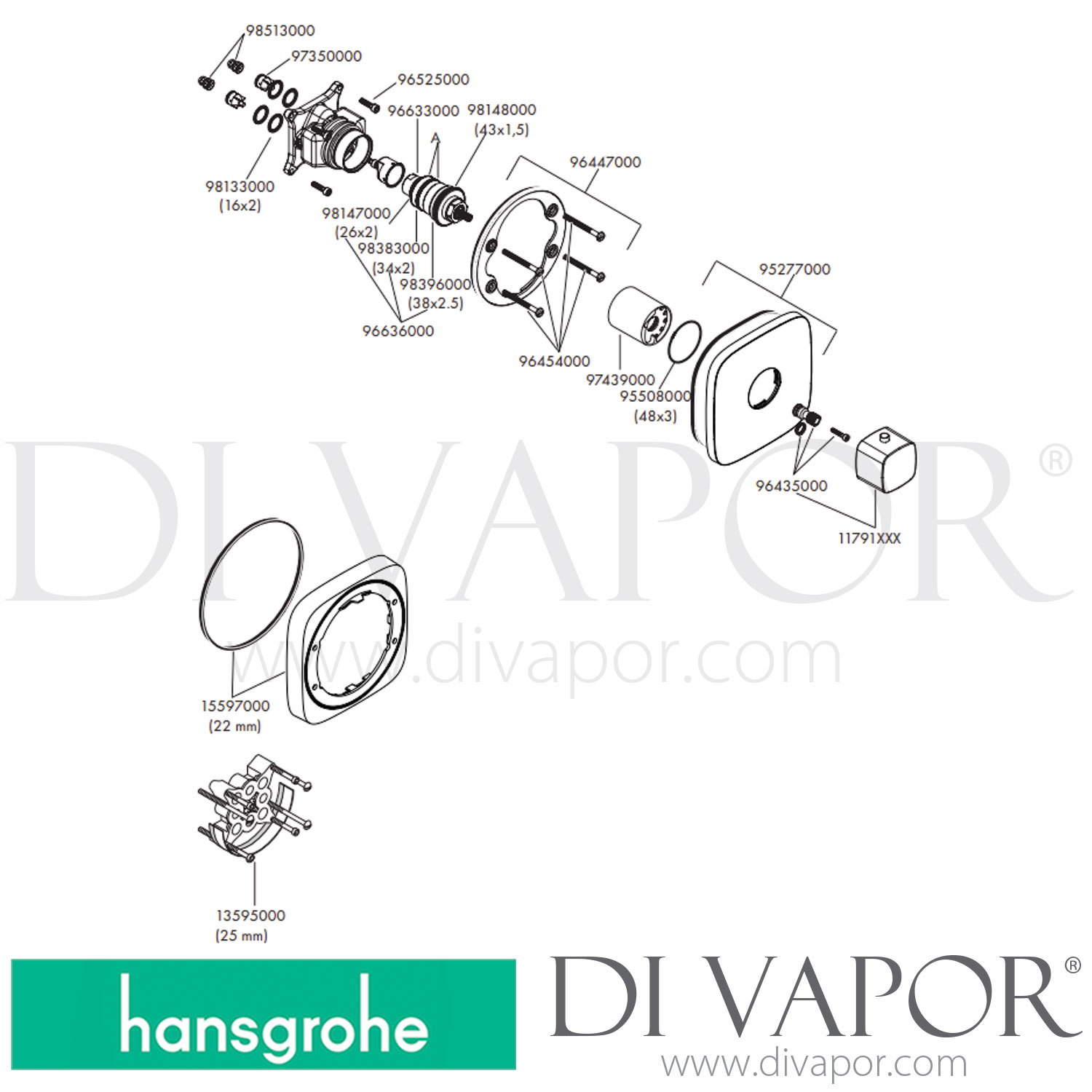 Hansgrohe 15772400 PuraVida Thermostat Highflow for Concealed ...