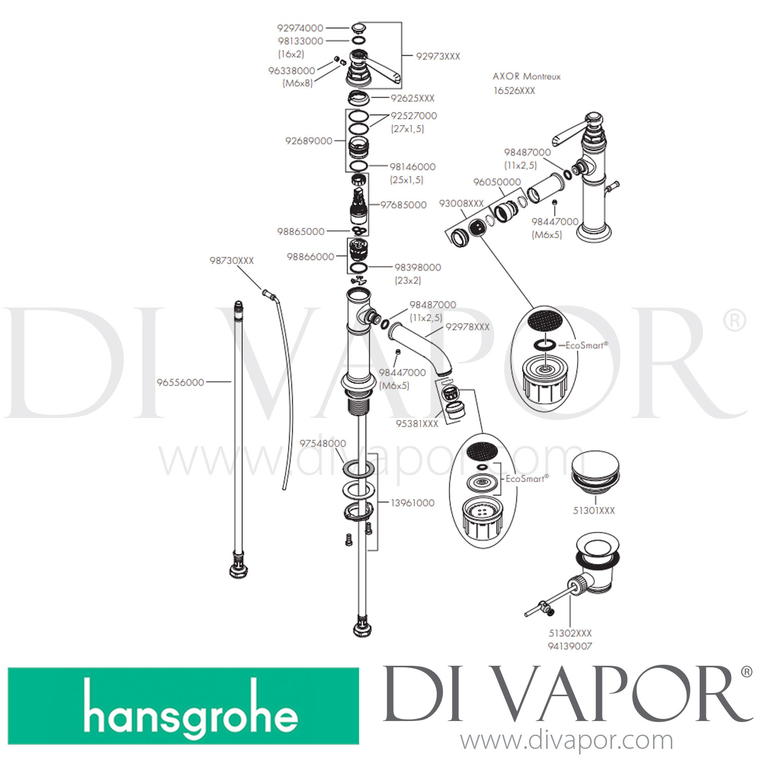 Hansgrohe 16516000 AXOR Montreux Single Lever Basin Mixer 100 with ...