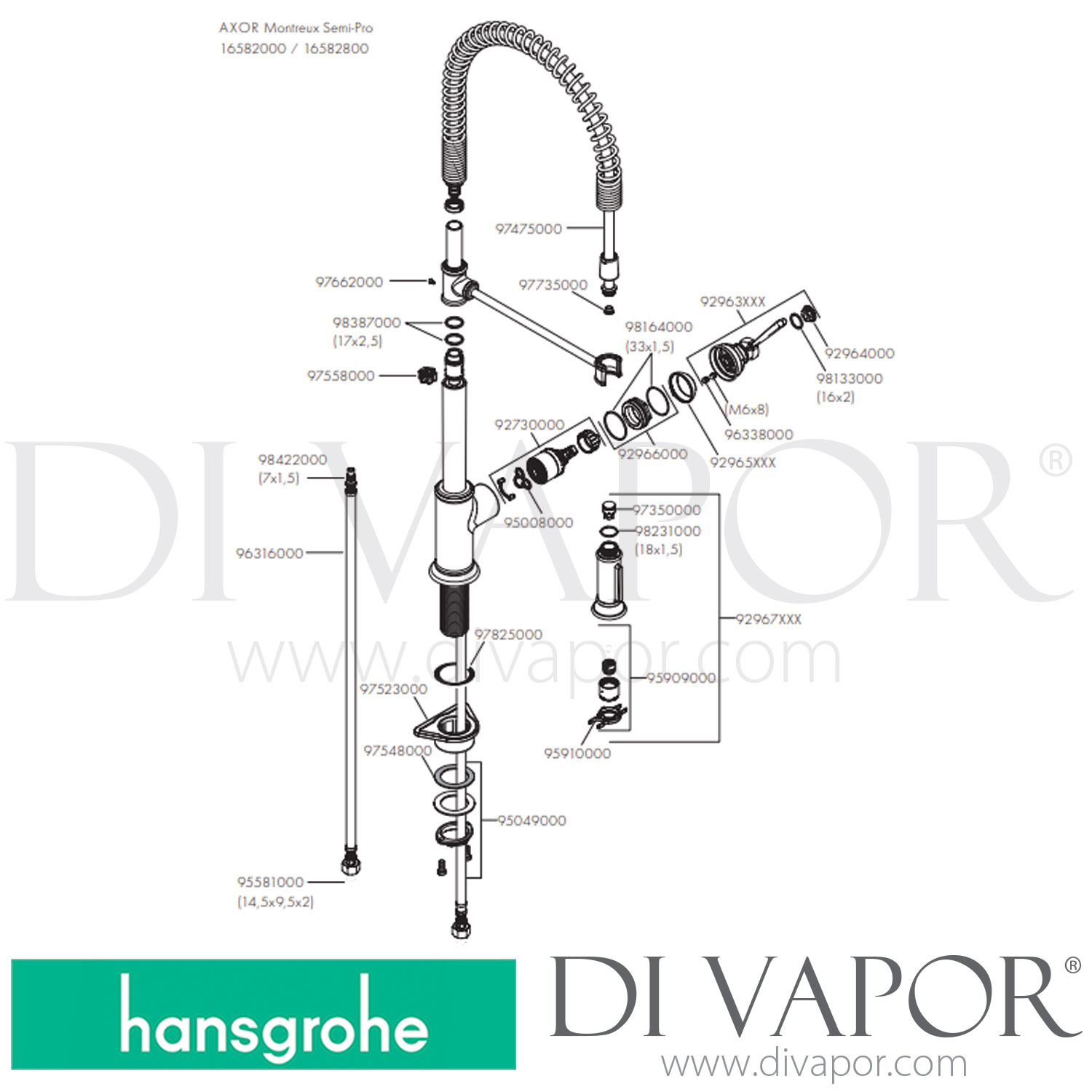 Hansgrohe 16582000 AXOR Montreux Single Lever Kitchen Mixer 210 Semi ...