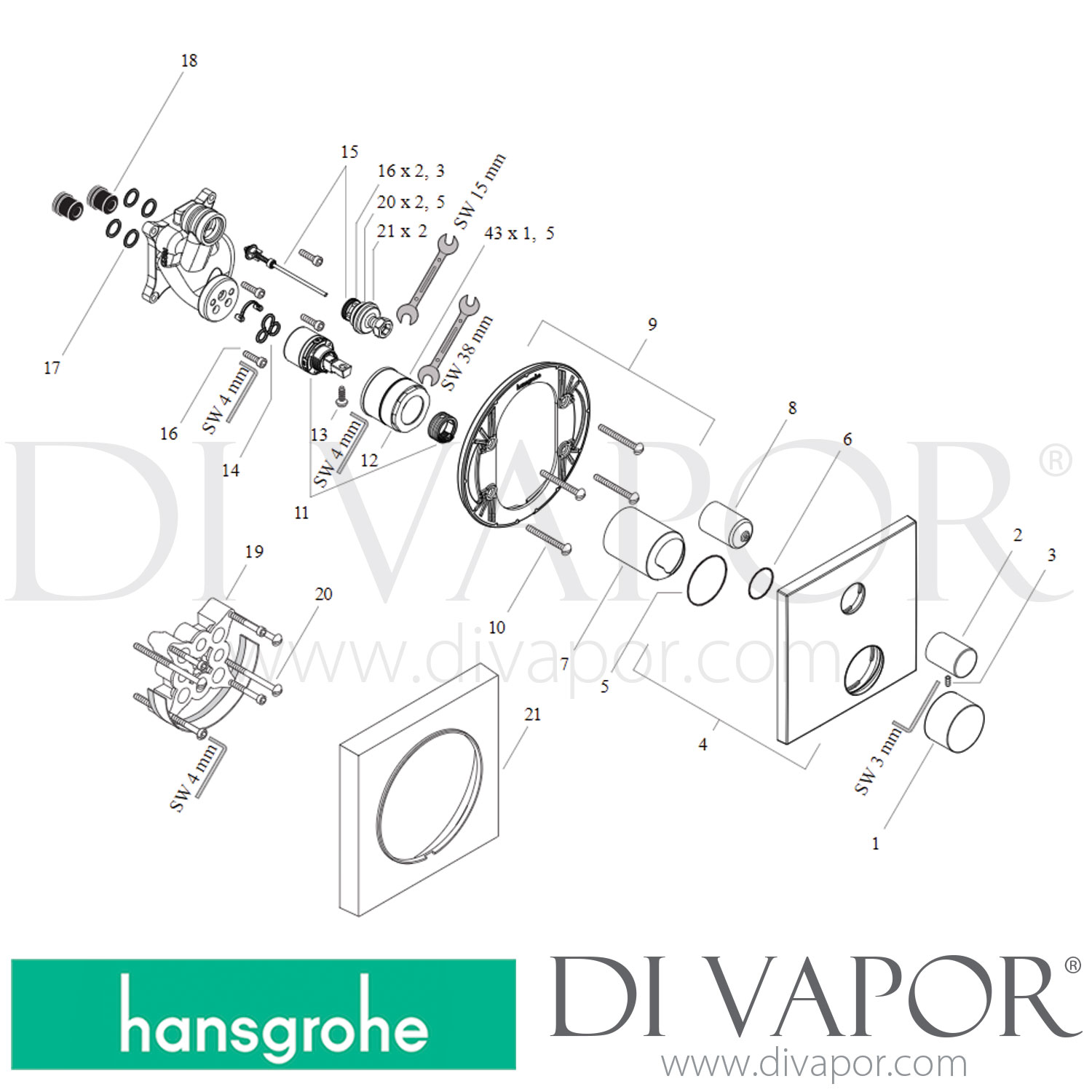 Hansgrohe 18455000 AXOR Massaud Single Lever Bath Mixer for Concealed ...